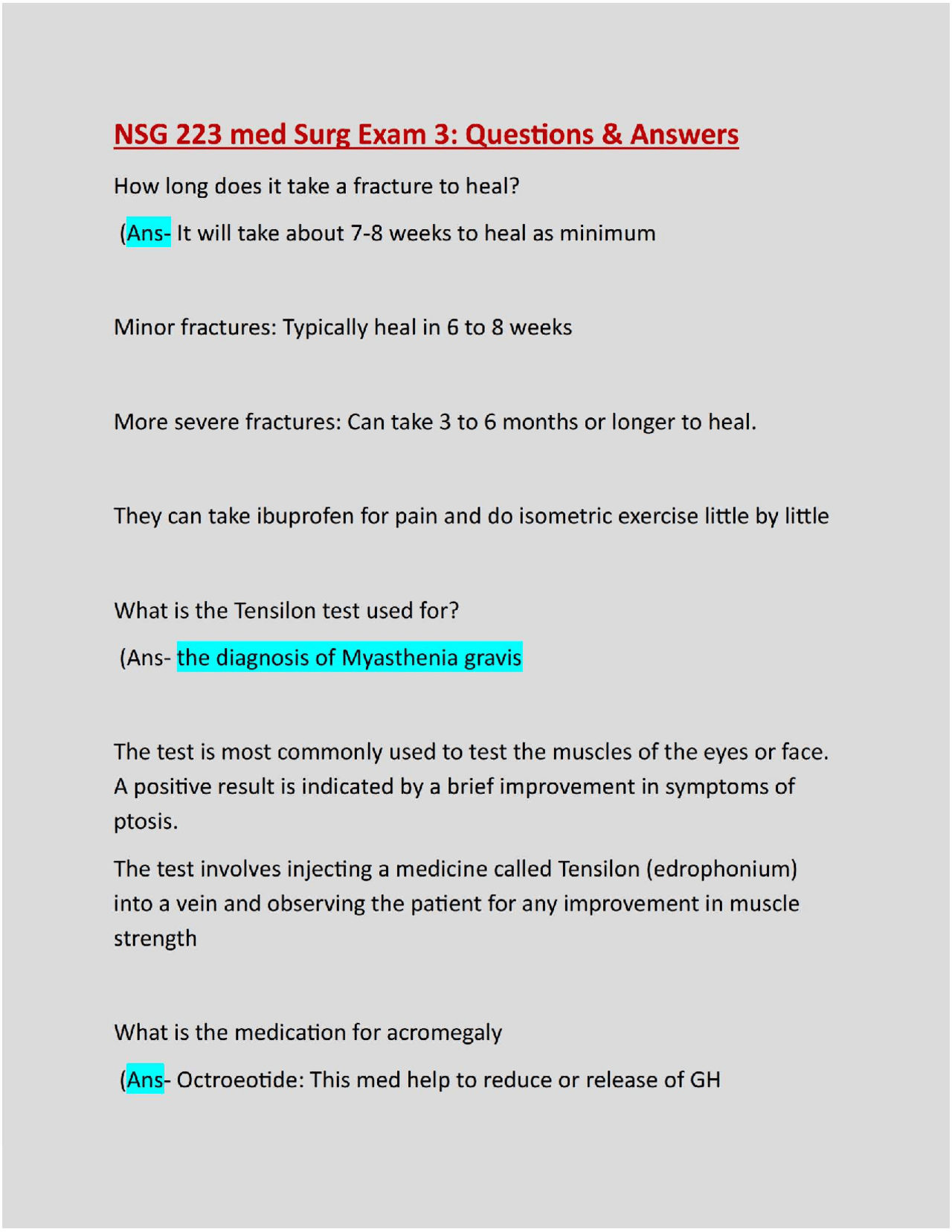 Exam 3)NSG 223 med Surg Exam 3:(Module 8,9,10) Questions & Answers ...