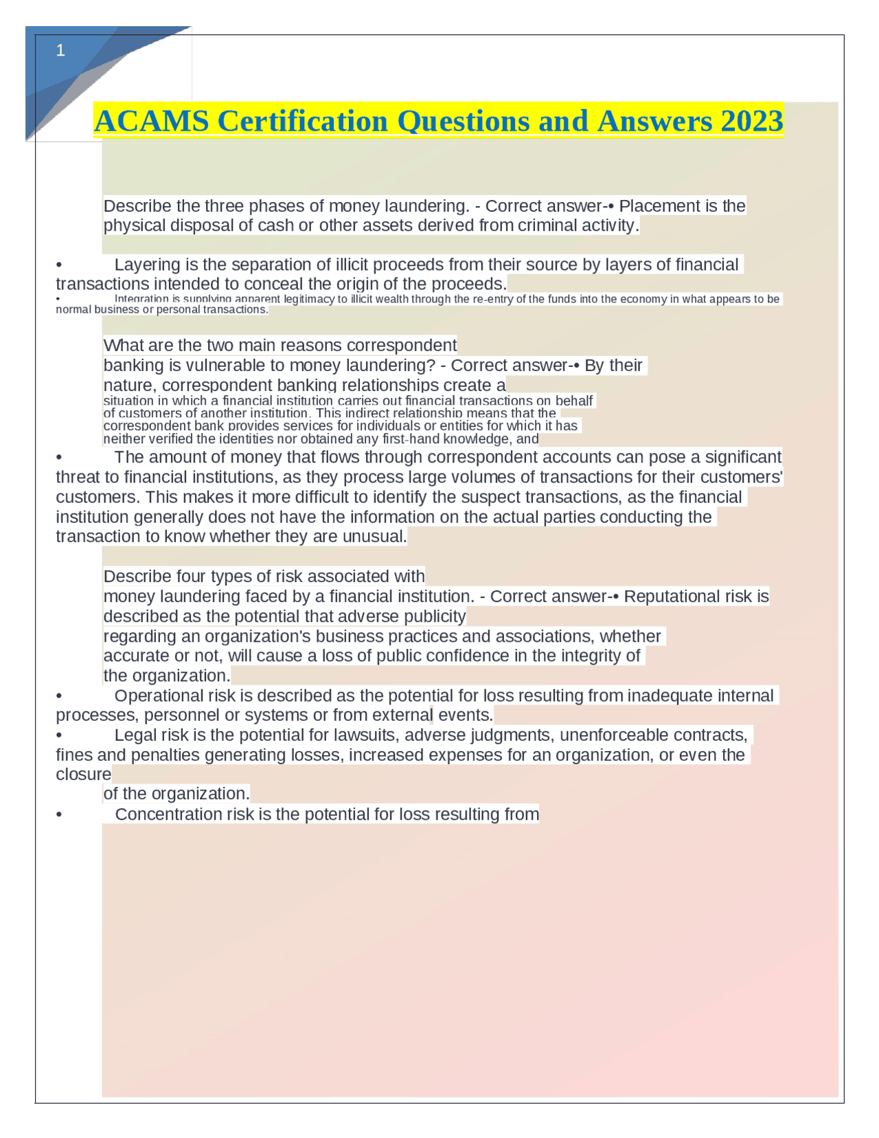 ACAMS Certification Questions and Answers 2023: A Guide to Money ...