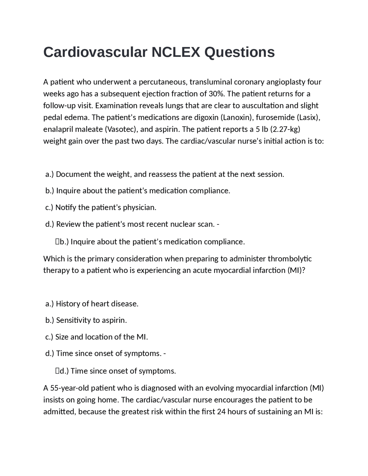 Cardiovascular NCLEX Questions: A Comprehensive Guide for Nursing ...