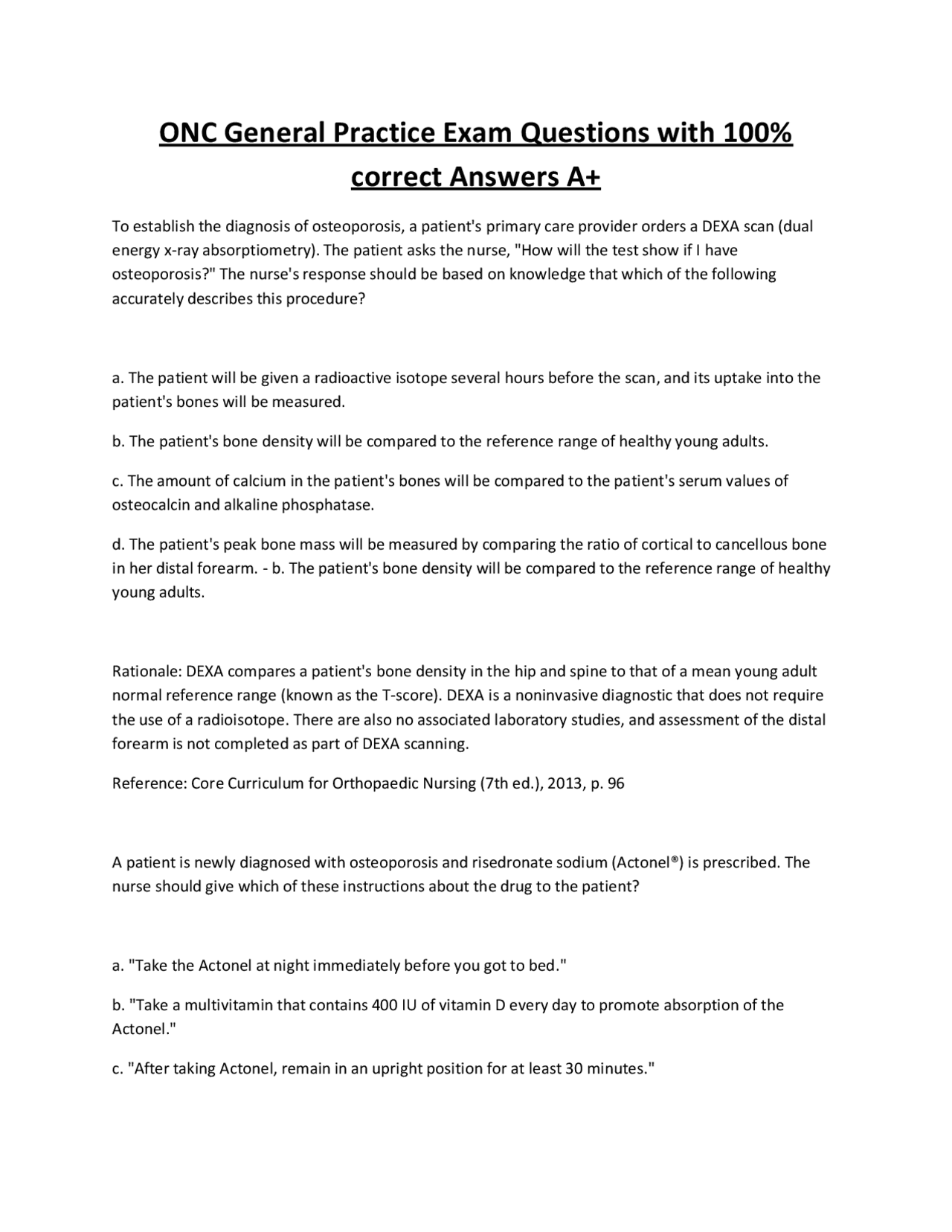 ONC General Practice Exam Questions with 100% correct Answers A+ | Exams Laboratory Practices ...
