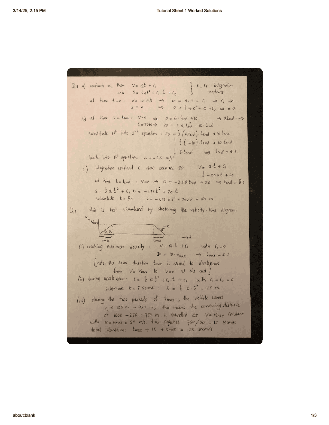 Tutorial Sheet 1 Worked Solutions B-Engineering Statics and Dynamics | Exercises Mechanical ...