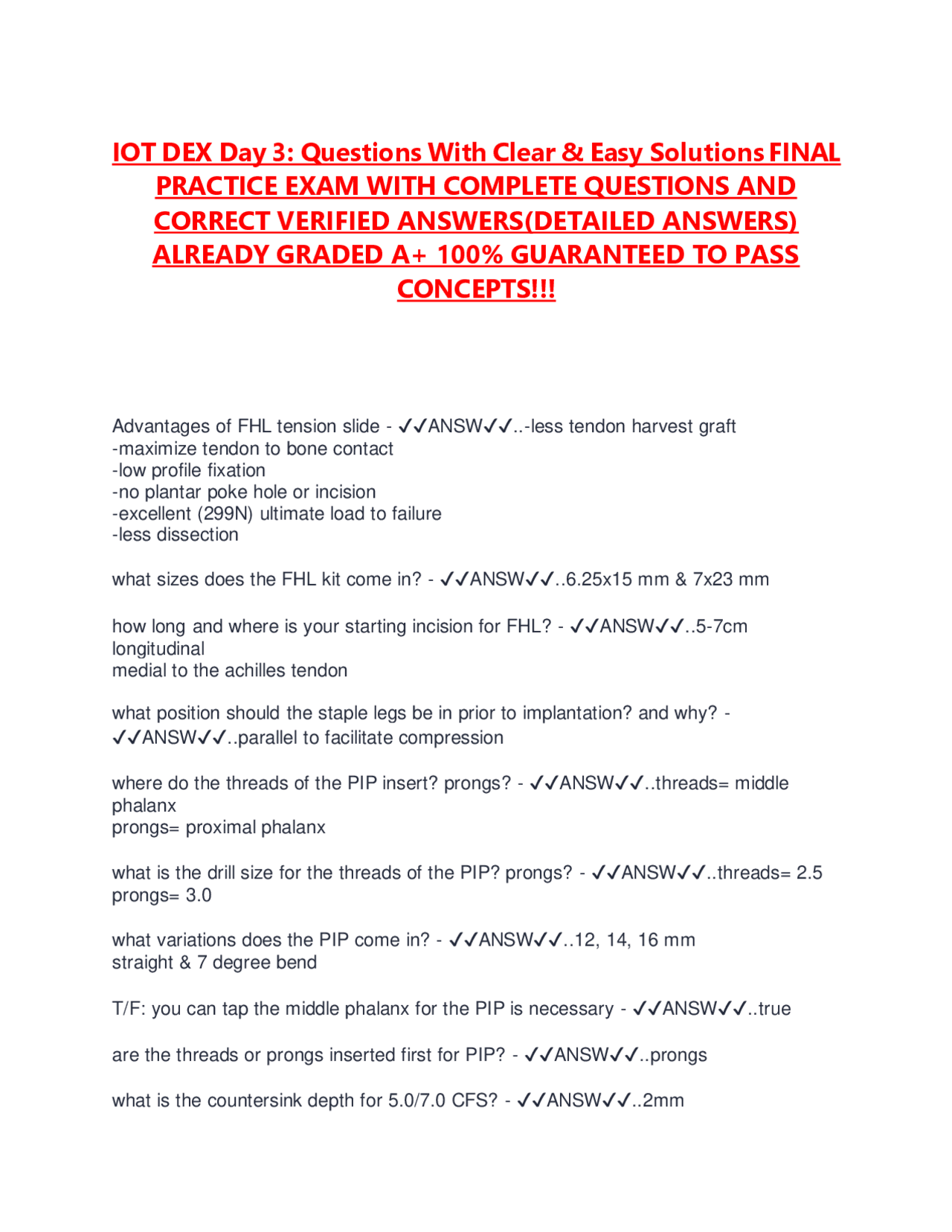 IOT DEX Day 3: Practice Exam on Foot and Ankle Surgery Techniques ...