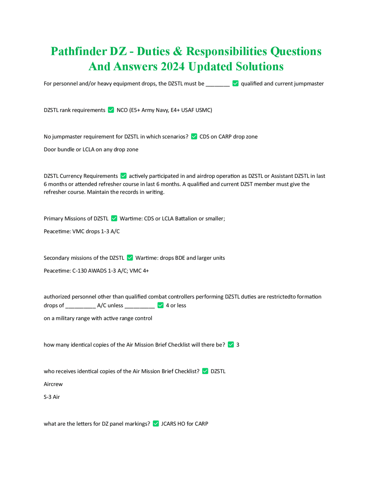 Pathfinder DZ - Duties & Responsibilities: Questions and Answers ...