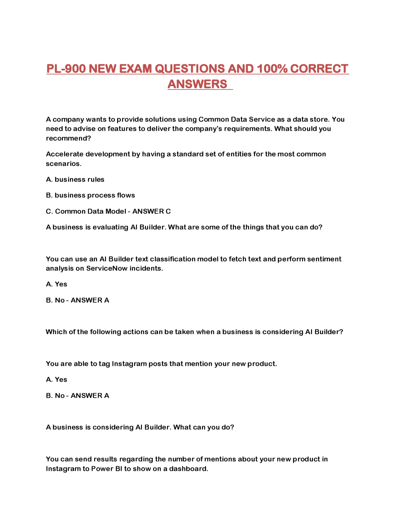 Microsoft Power Platform Exam PL-900: Practice Questions and Answers ...
