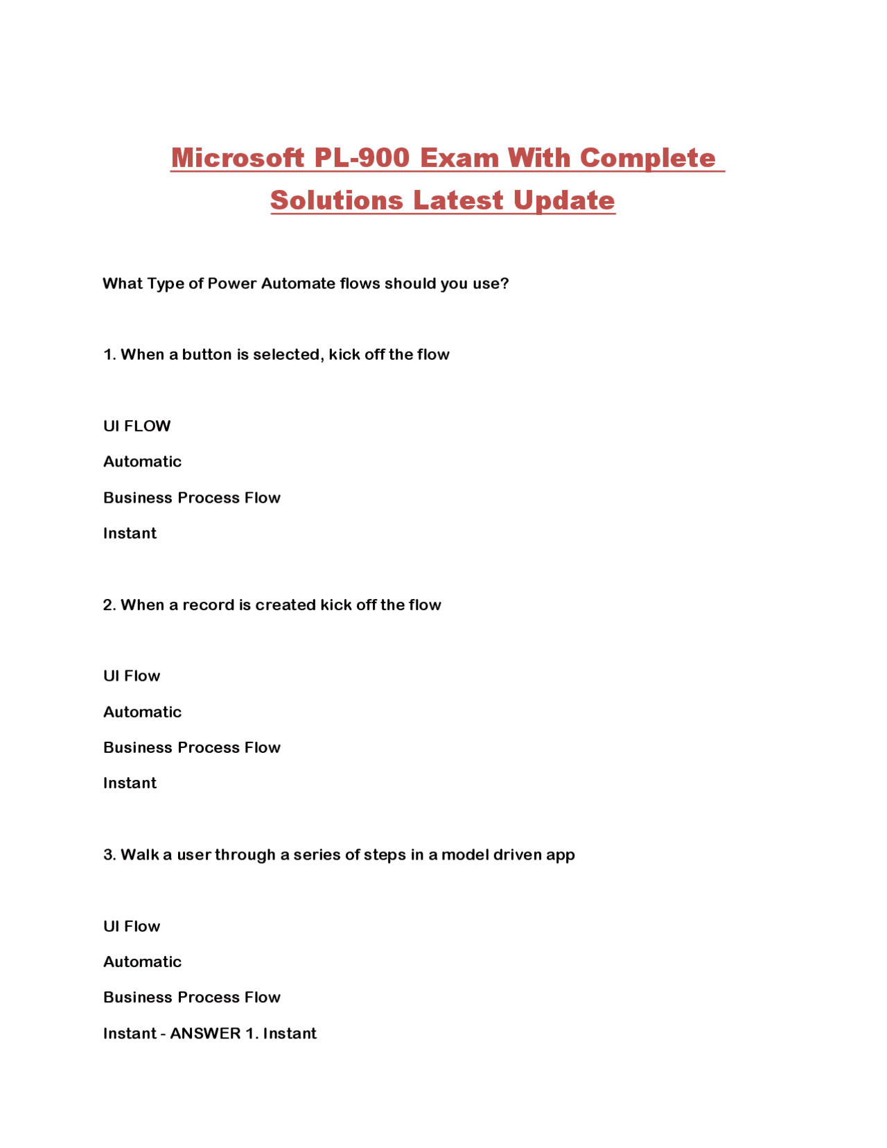 Microsoft PL-900 Exam With Complete Solutions Latest Update | Exams ...