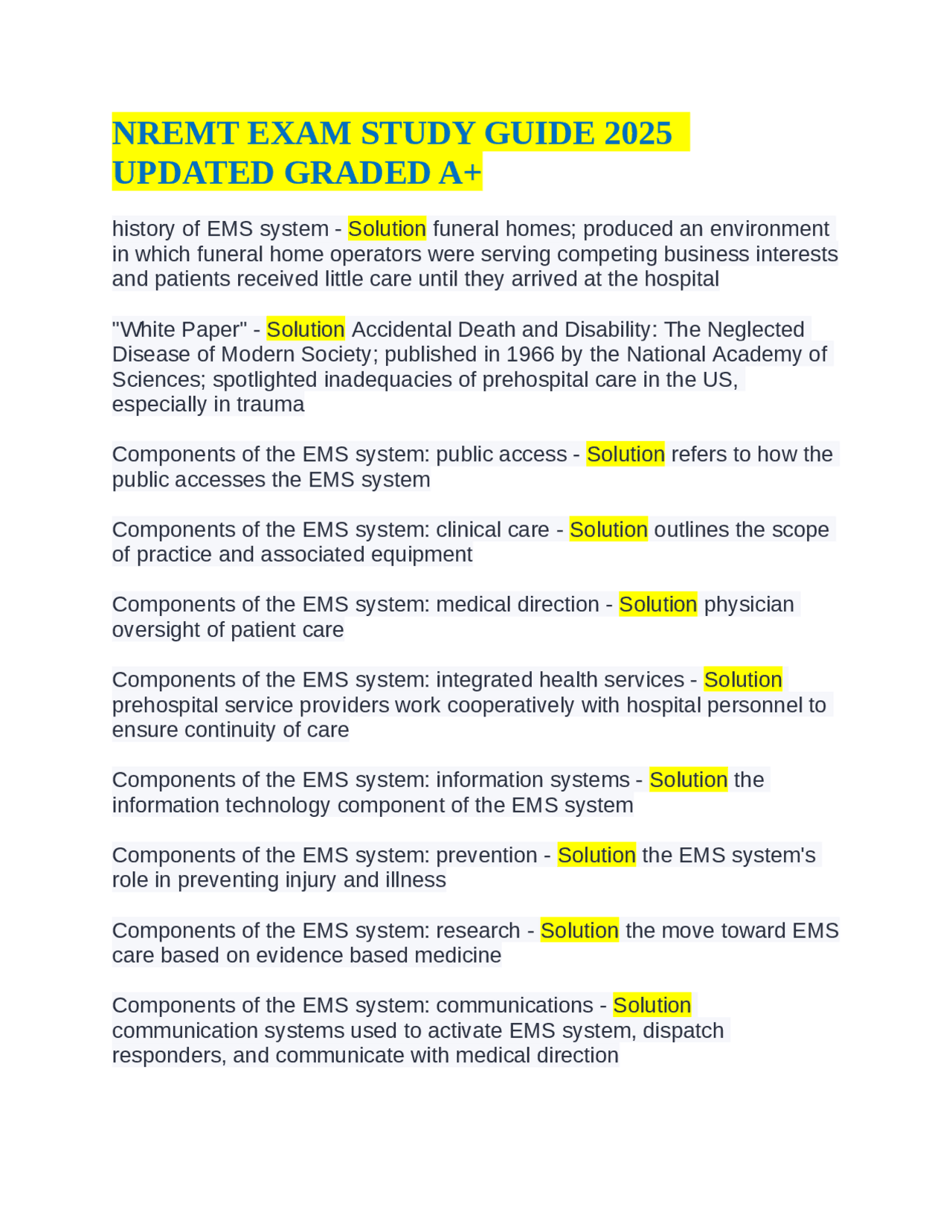 NREMT Exam Study Guide 2025: Comprehensive Guide to Emergency Medical ...