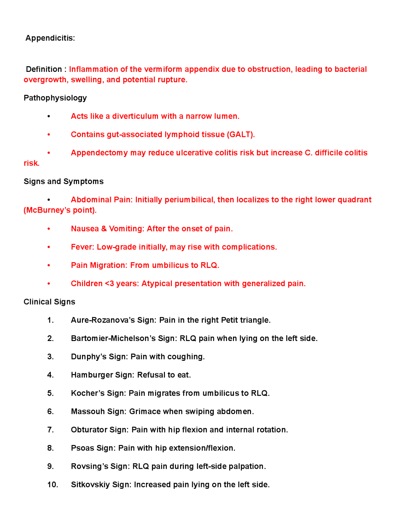 Appendicitis: Causes, Symptoms, Diagnosis, and Treatment | Study notes ...