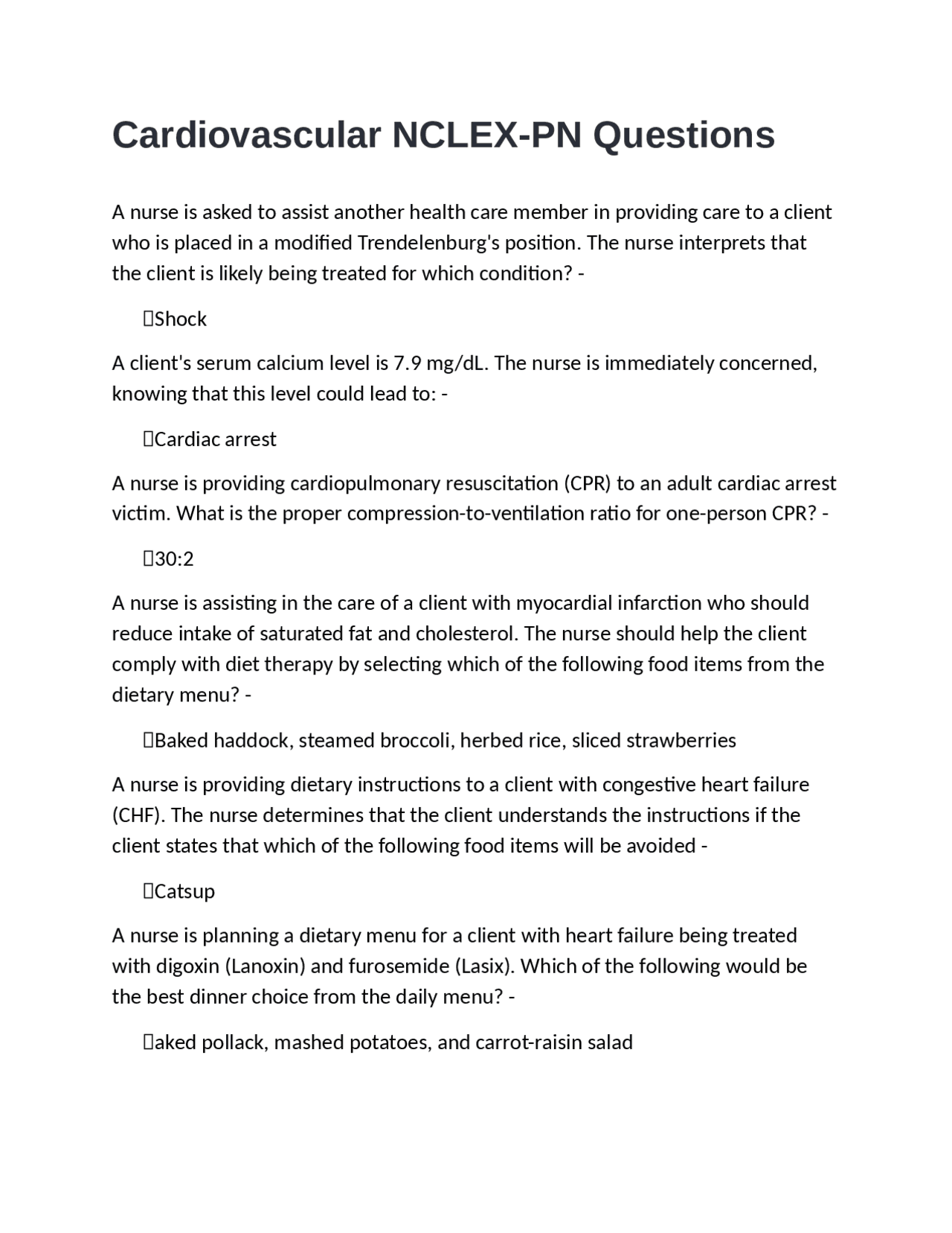 Cardiovascular NCLEX-PN Questions: A Comprehensive Guide for Nursing ...