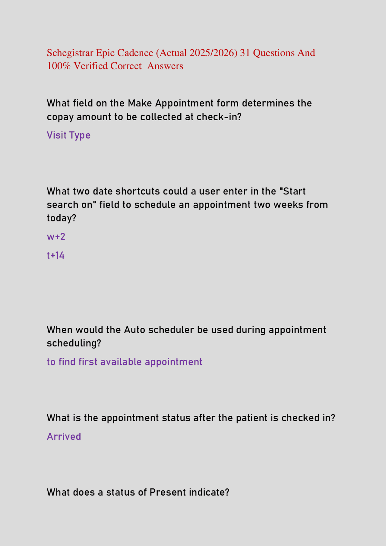 Epic Cadence: 31 Questions and Answers for Appointment Scheduling and ...