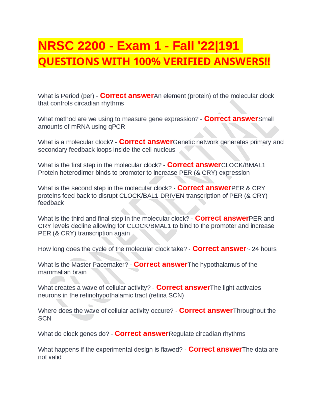 NRSC 2200 - Exam 1 - Fall '22|191 QUESTIONS WITH 100% VERIFIED ANSWERS ...