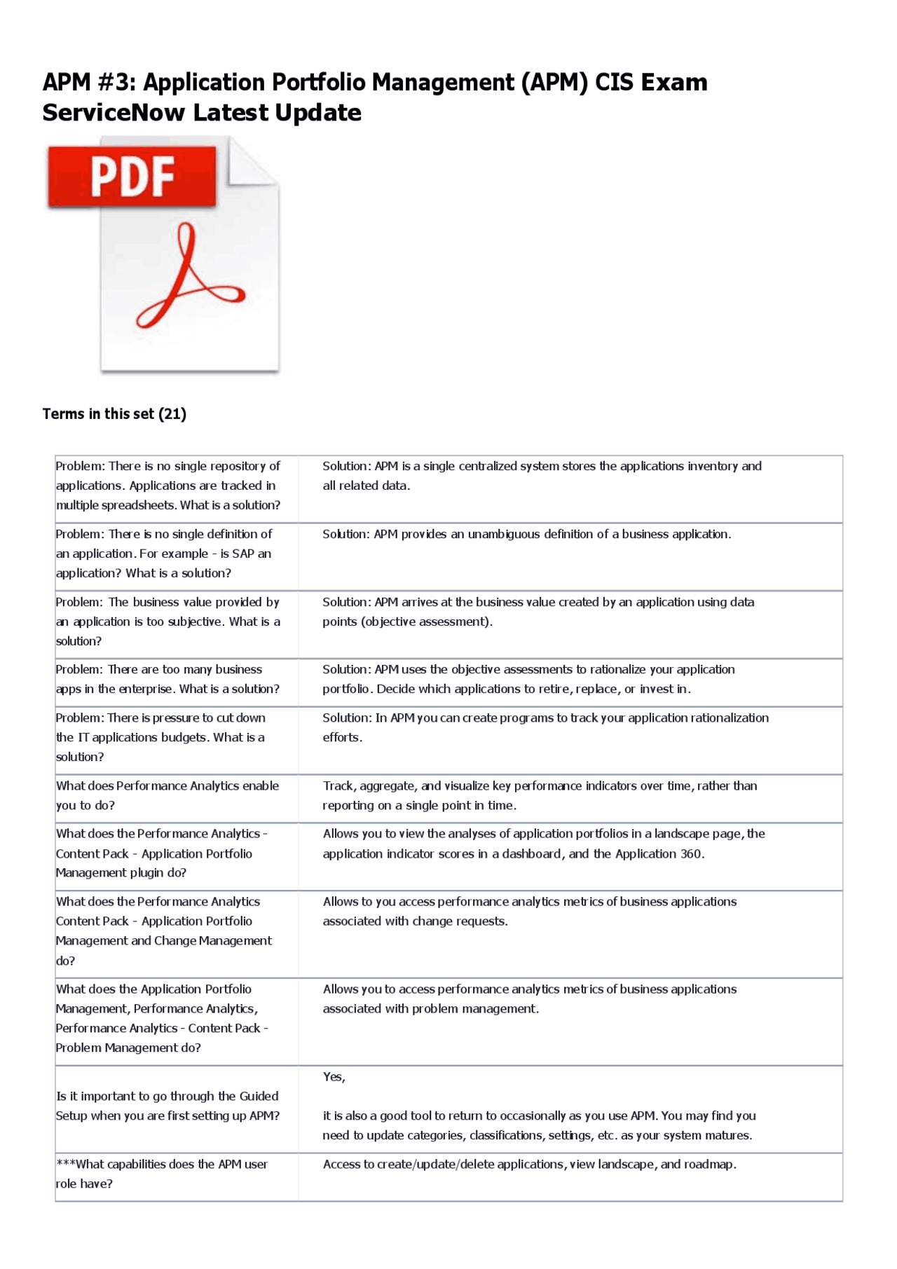 ServiceNow Application Portfolio Management (APM) CIS Exam Questions and Answers | Exams ...