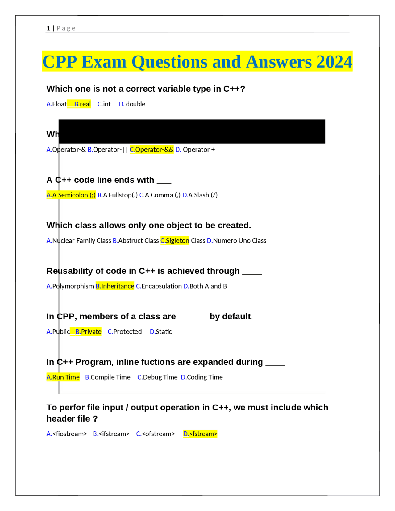 C++ Exam Questions and Answers 2024: A Comprehensive Guide for Students ...