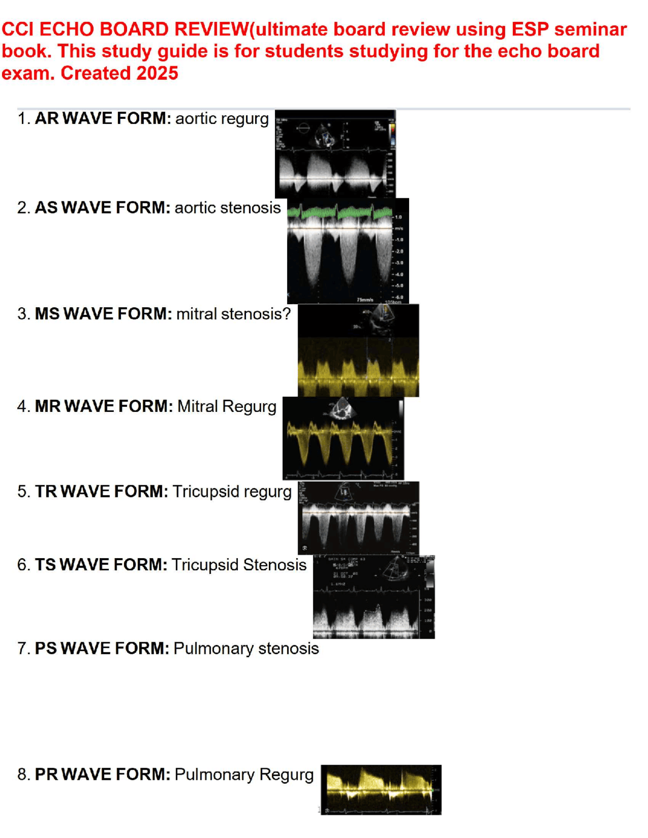 CCI ECHO BOARD REVIEW(ultimate board review using ESP seminar book. This study guide is fo ...