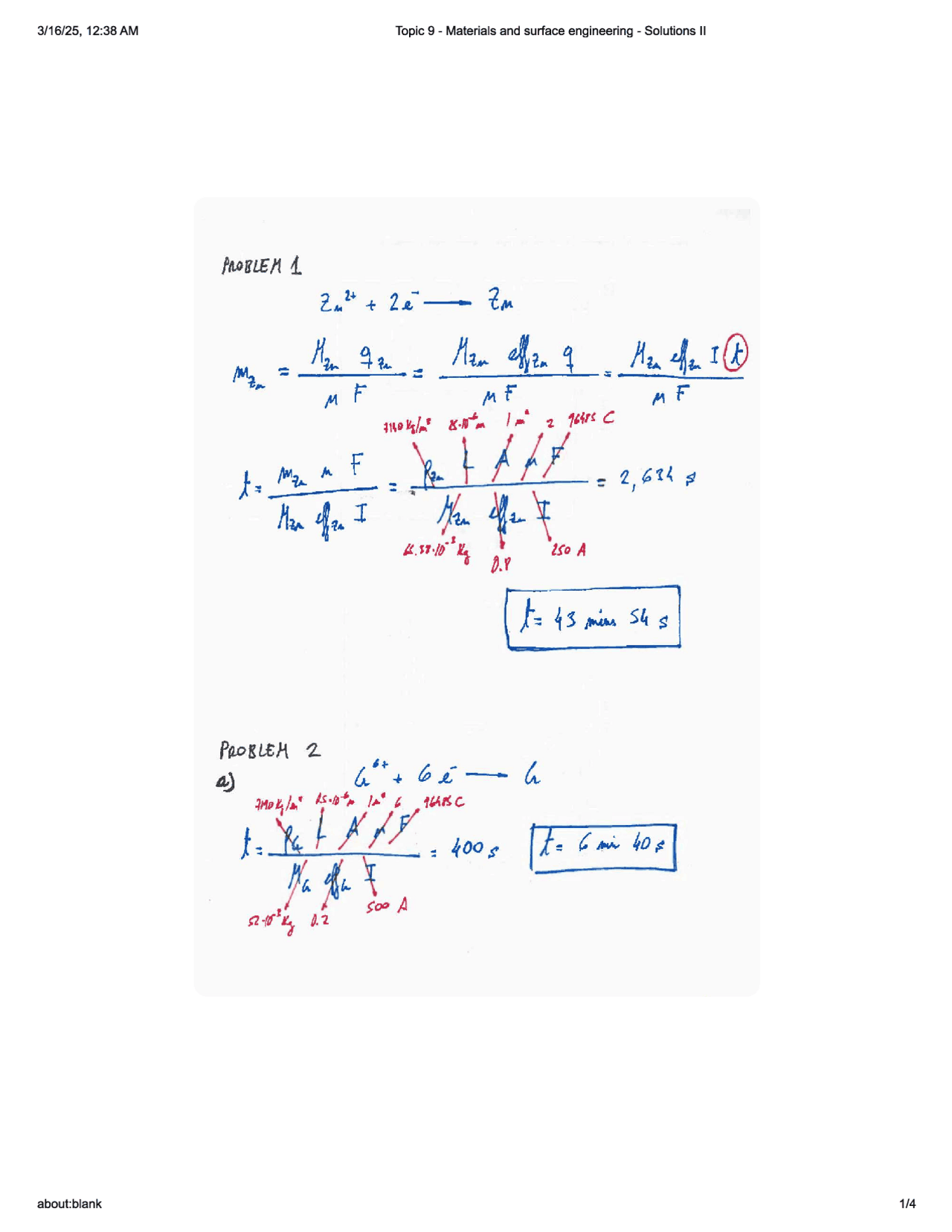 Topic 9 - Materials and surface engineering - Solutions | Exercises Engineering | Docsity
