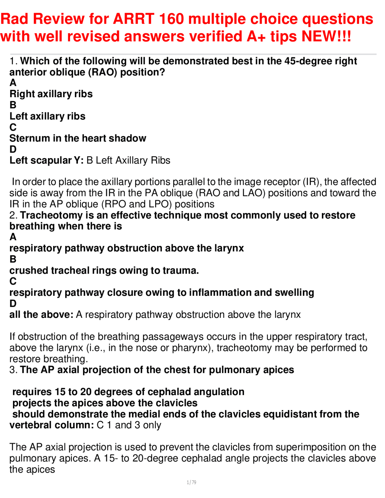 Rad Review for ARRT 160 multiple choice questions with well revised ...
