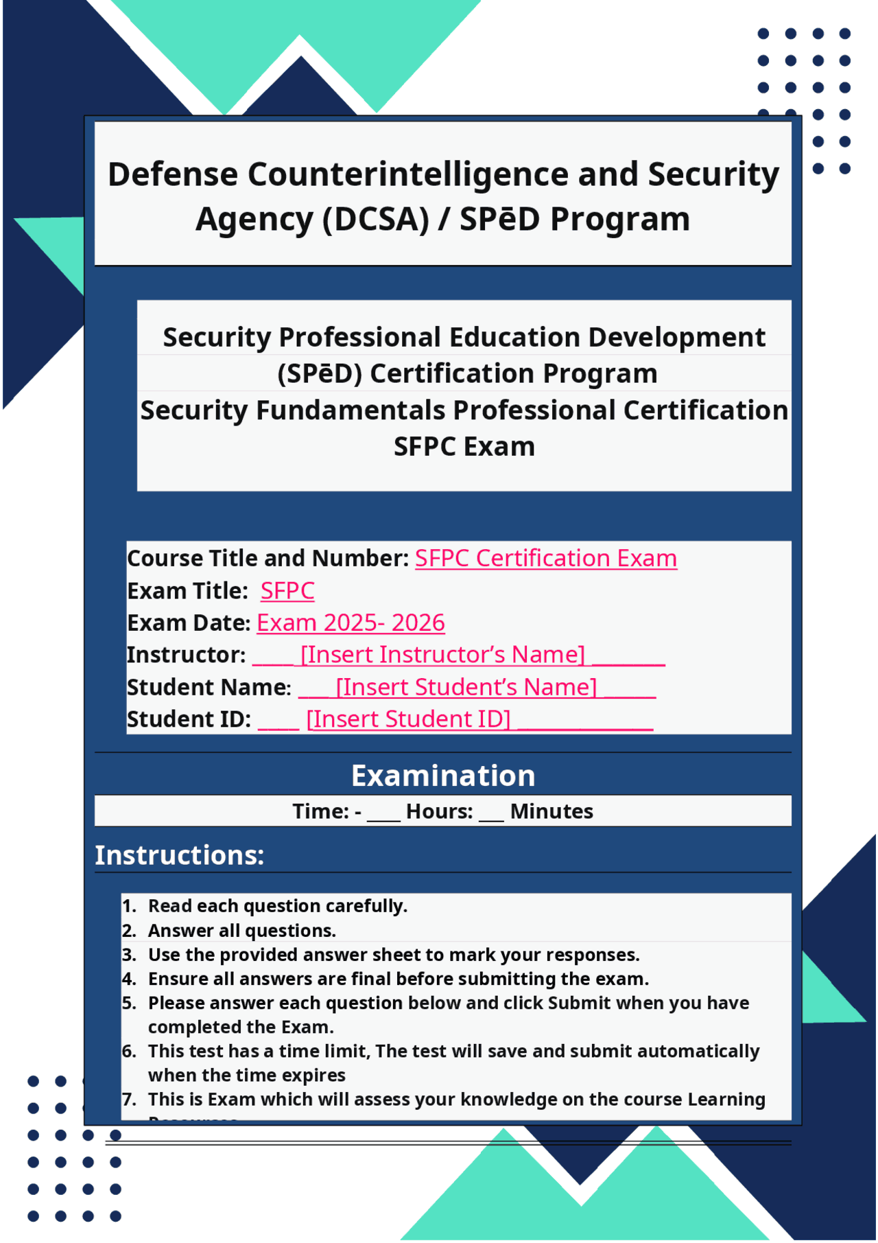 SFPC Certification Exam Review SPēD Security Professional Education ...