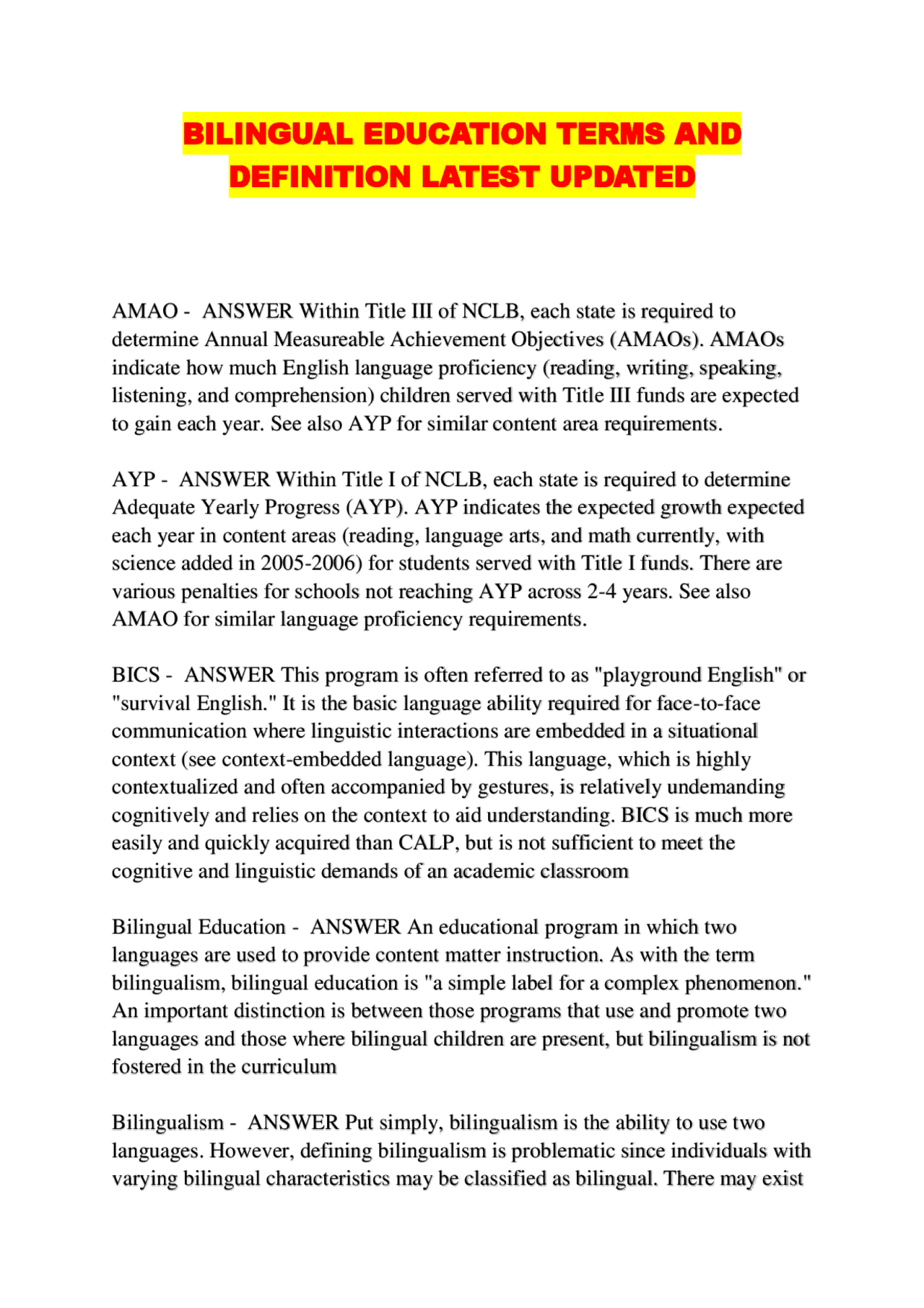 Bilingual Education Terms and Definitions: A Glossary for Educators ...
