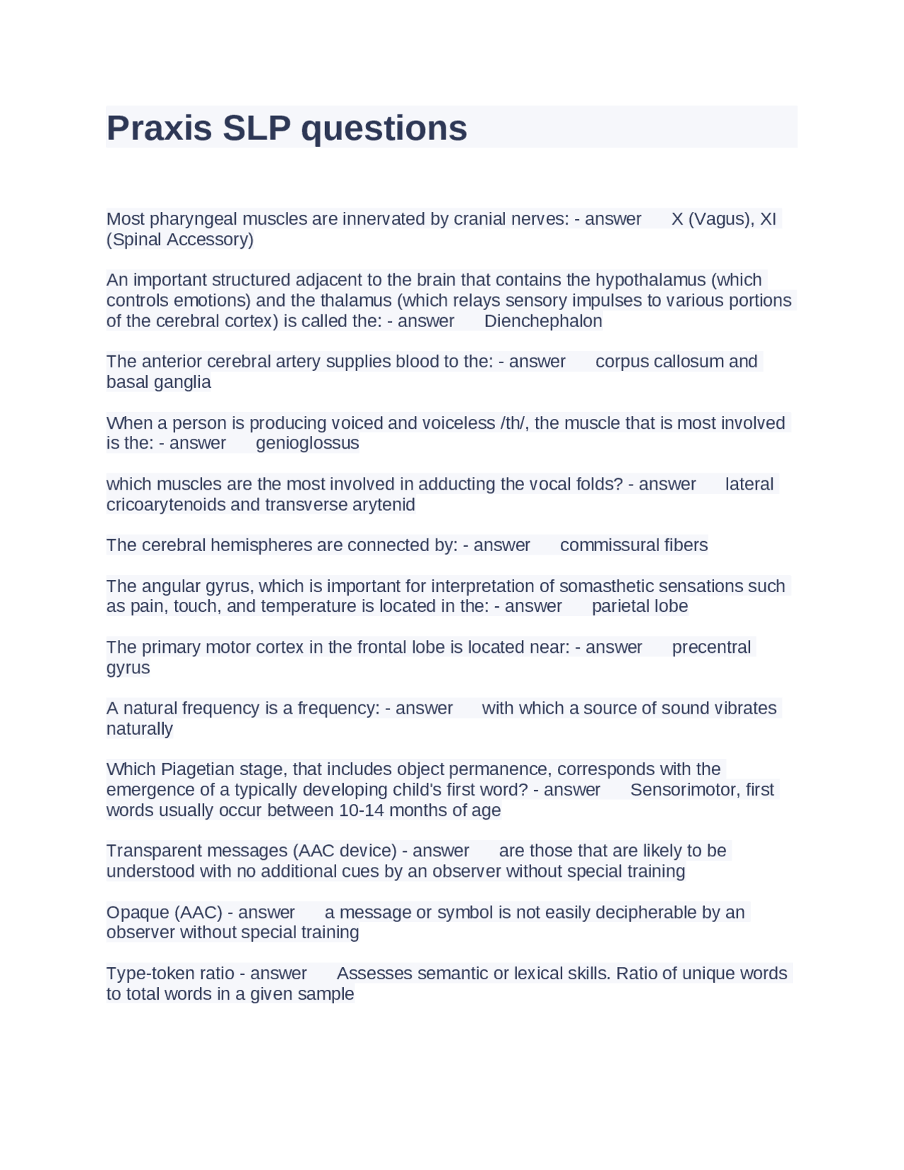 Praxis SLP questions and answers latest updated | Exams Advanced ...