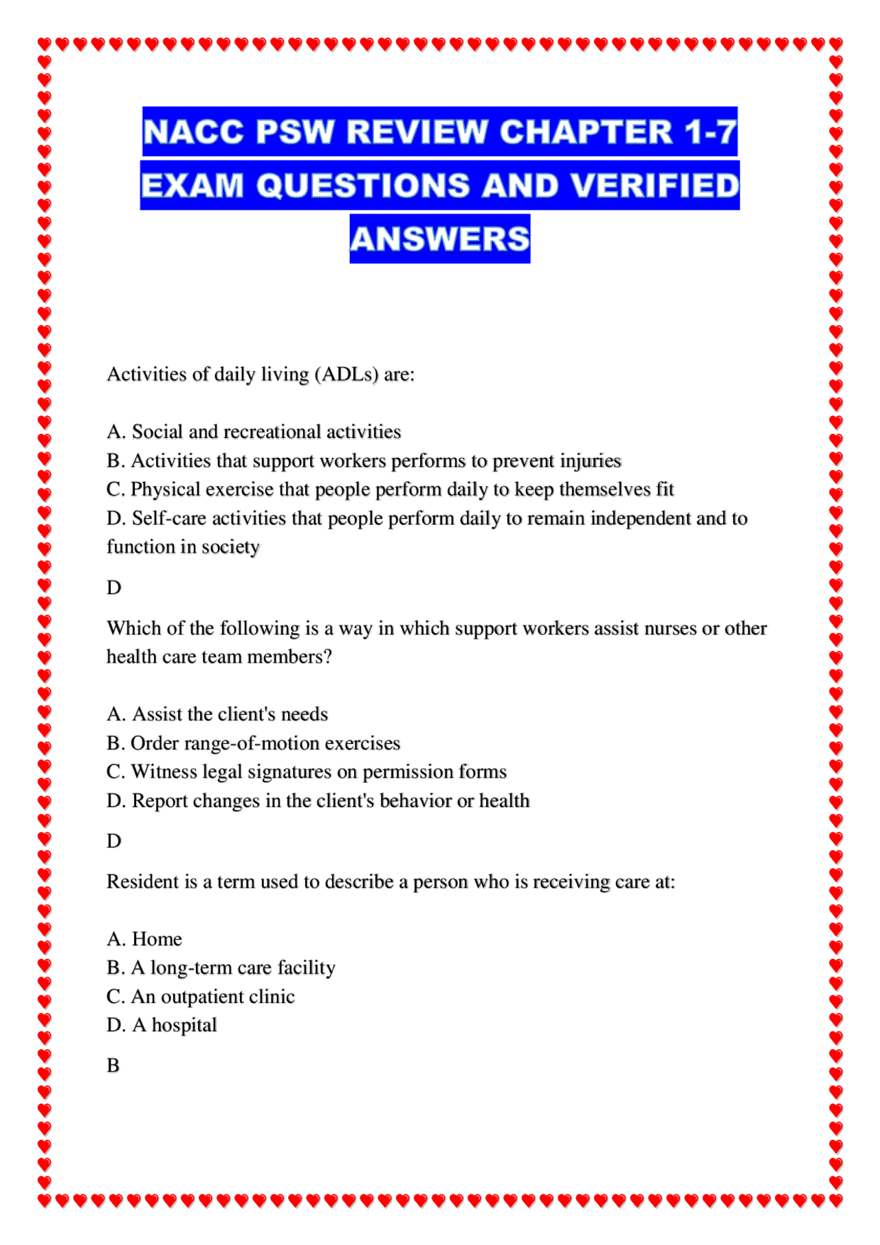 NACC PSW REVIEW CHAPTER 1-7 EXAM QUESTIONS AND VERIFIED ANSWERS | Exams ...