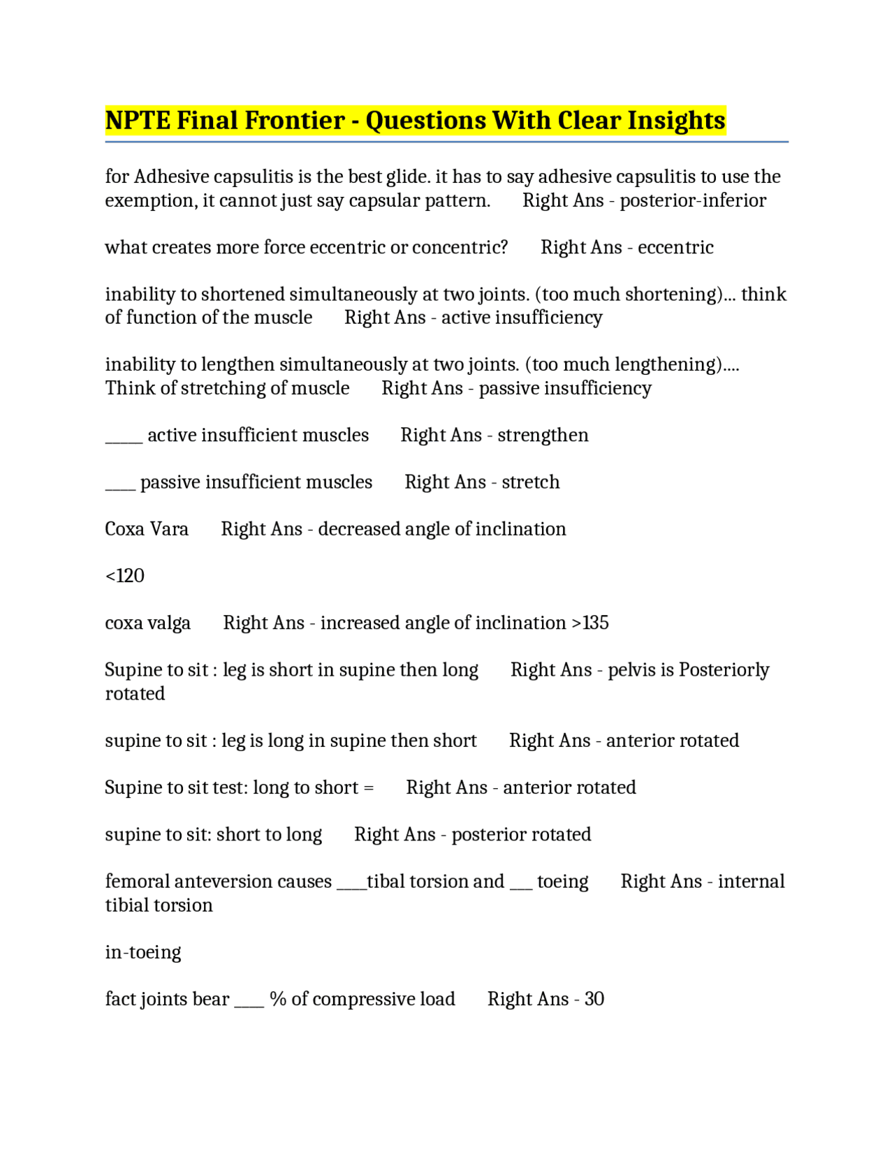 NPTE Final Frontier - Questions With Clear Insights | Exams Nursing ...