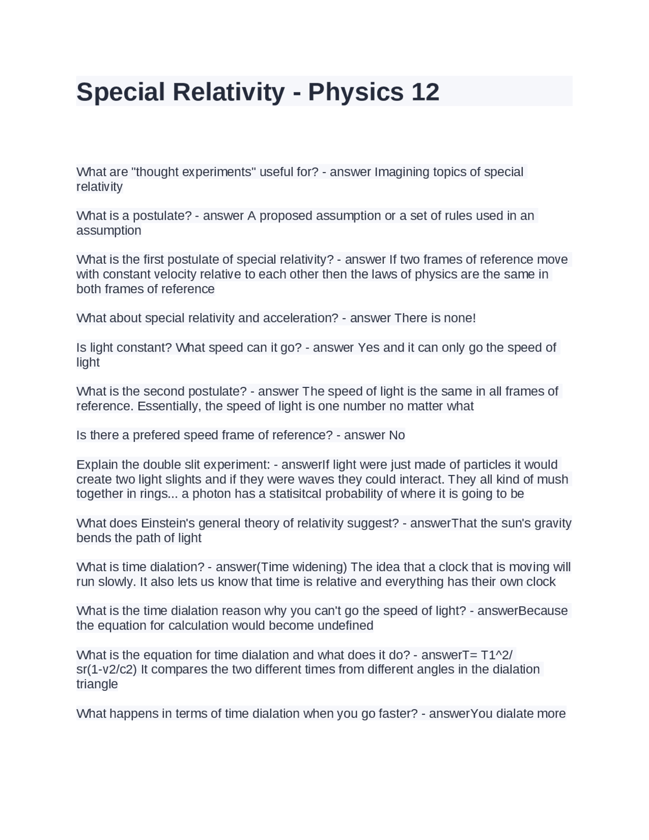 Special Relativity - Physics 12 Questions with Solutions | Exams ...