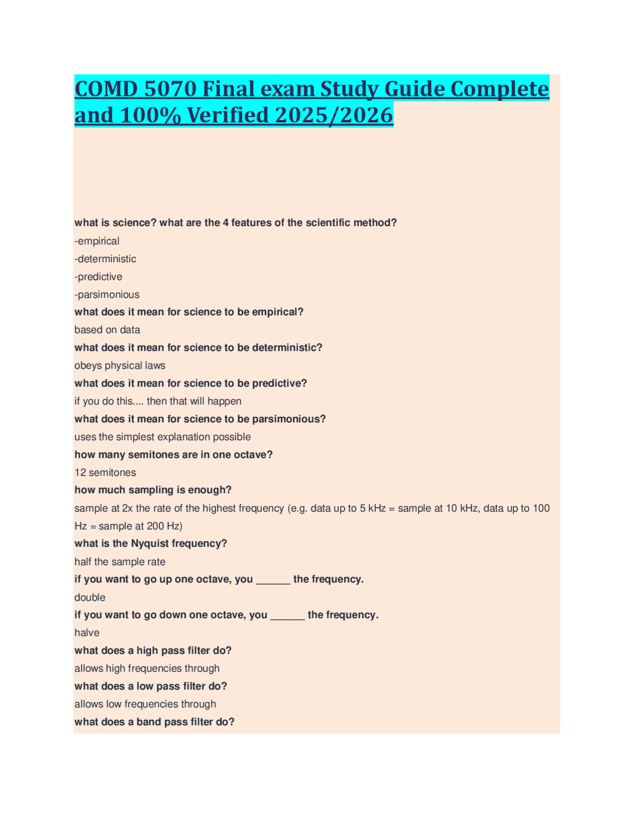 COMD 5070 Final Exam Study Guide: Speech Science and Acoustics | Exams ...