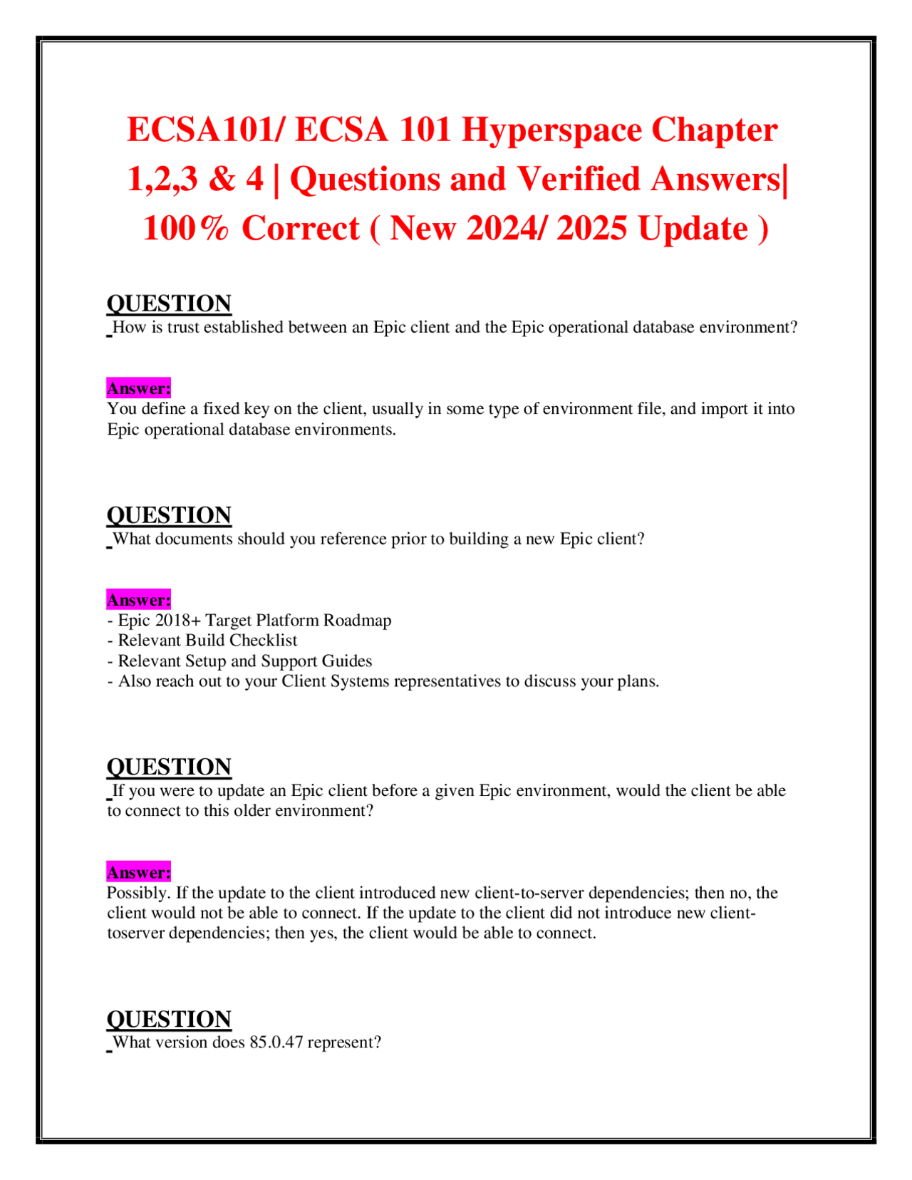 ECSA 101 Hyperspace Chapter 1,2,3 & 4 | Exams Marketing Business-to-business (B2B) | Docsity