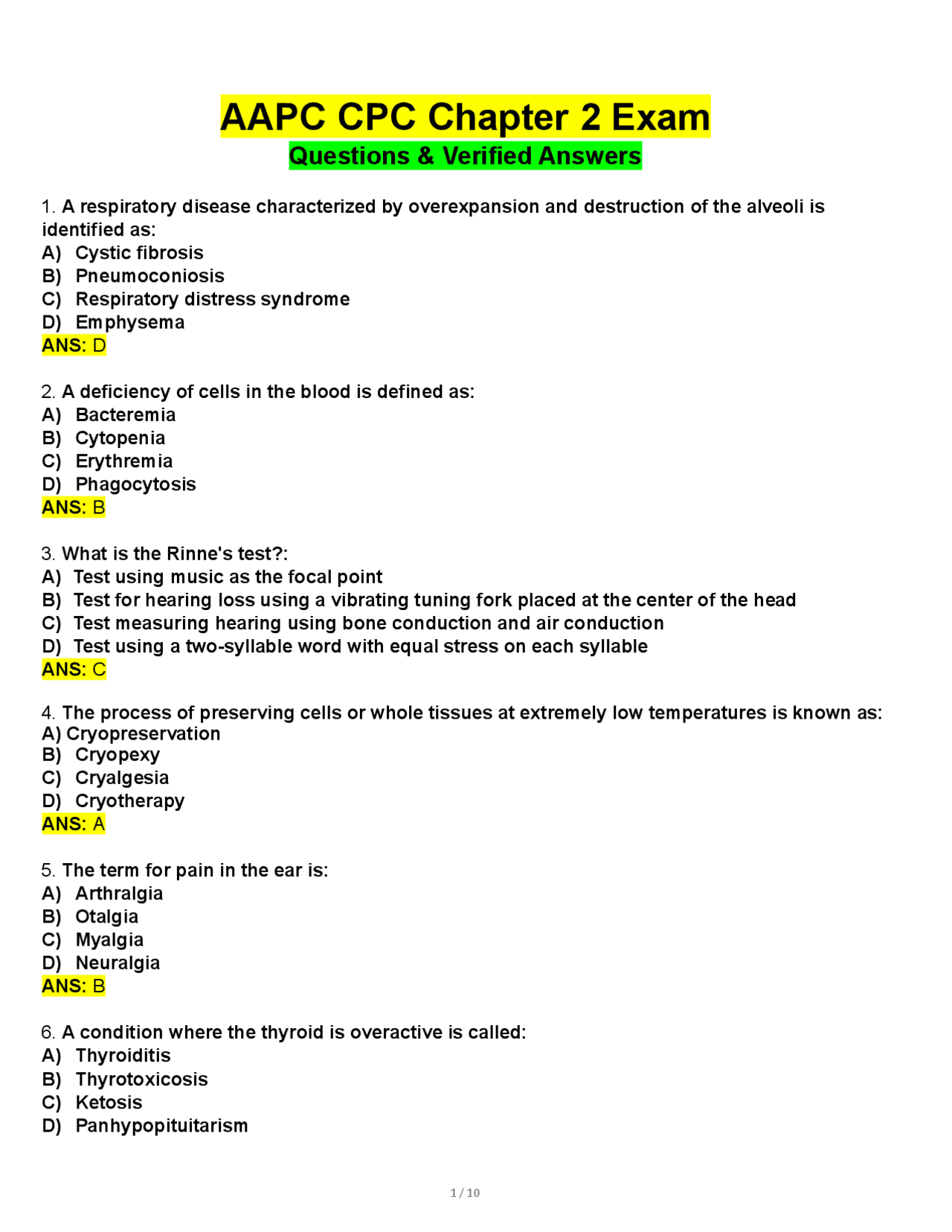 AAPC CPC Chapter 2 Exam Questions & Verified Answers | Exams Nursing ...