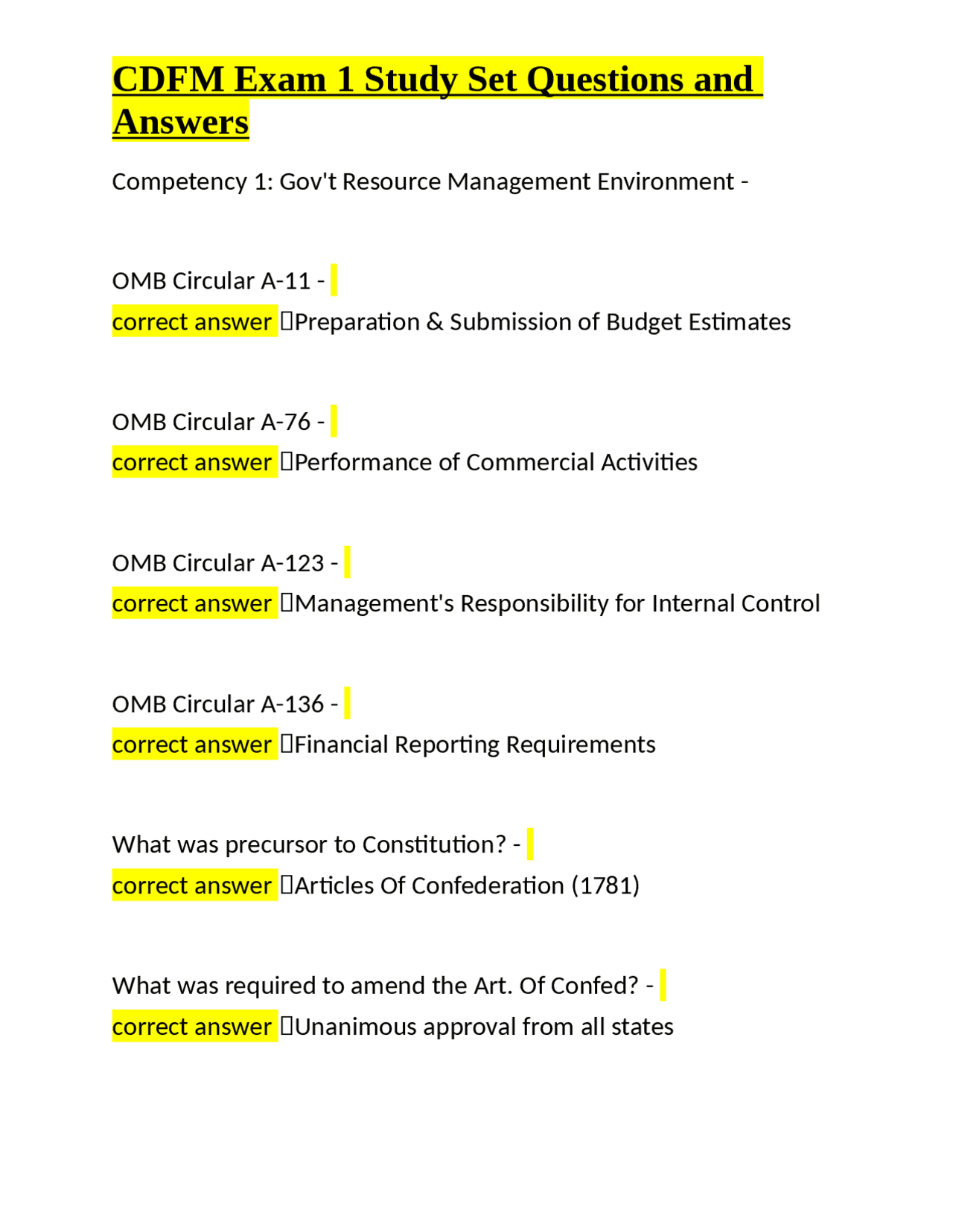 CDFM Exam 1 Study Set Questions and Answers | Exams Local Government ...
