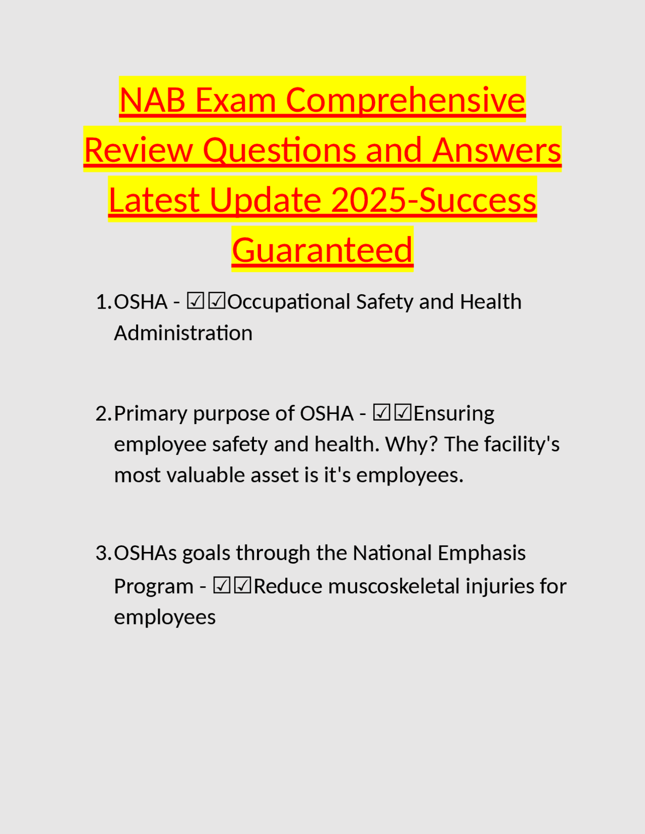 NAB Exam Comprehensive Review Questions and Answers Latest Update 2025 ...