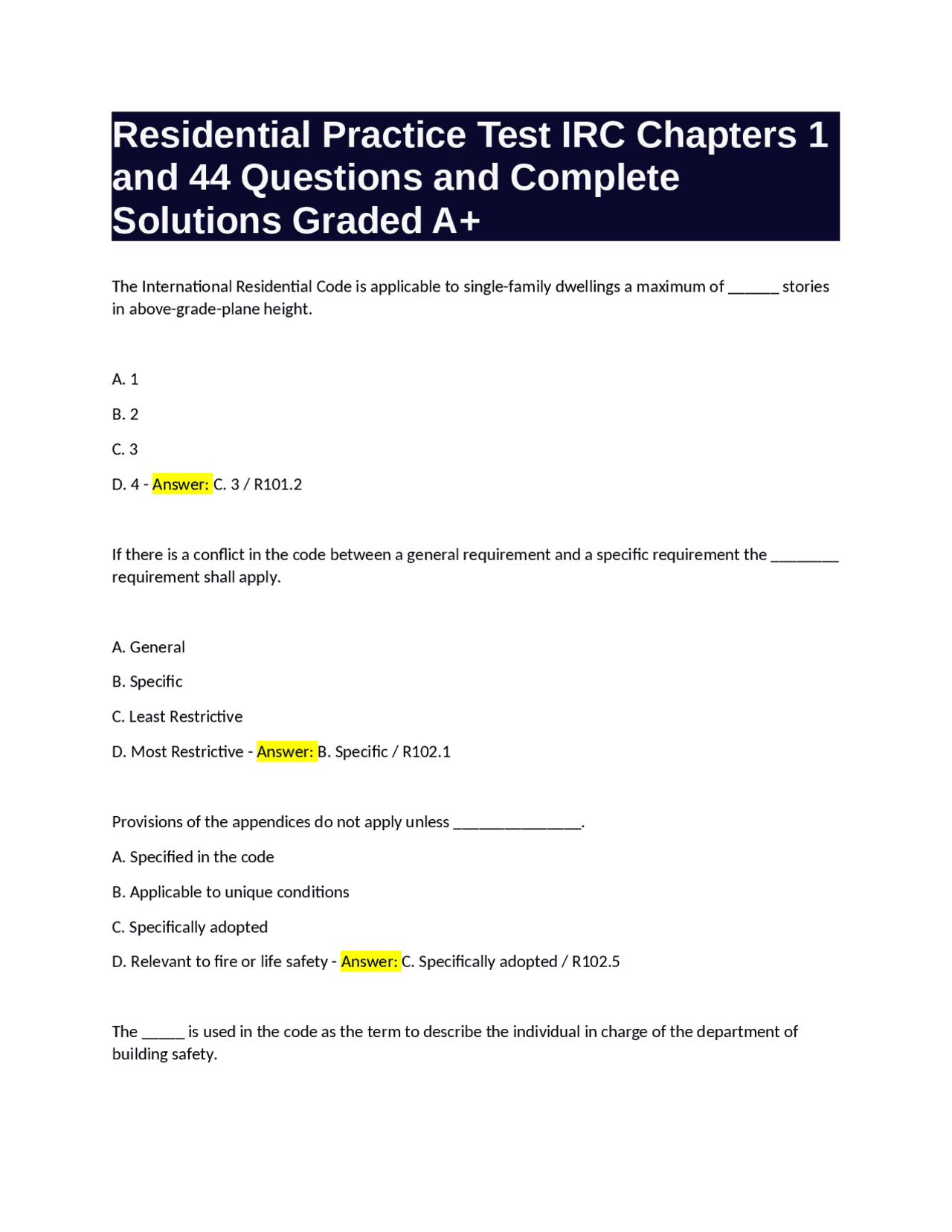 IRC Chapters 1 & 44 Practice Test: Questions & Solutions | Exams ...