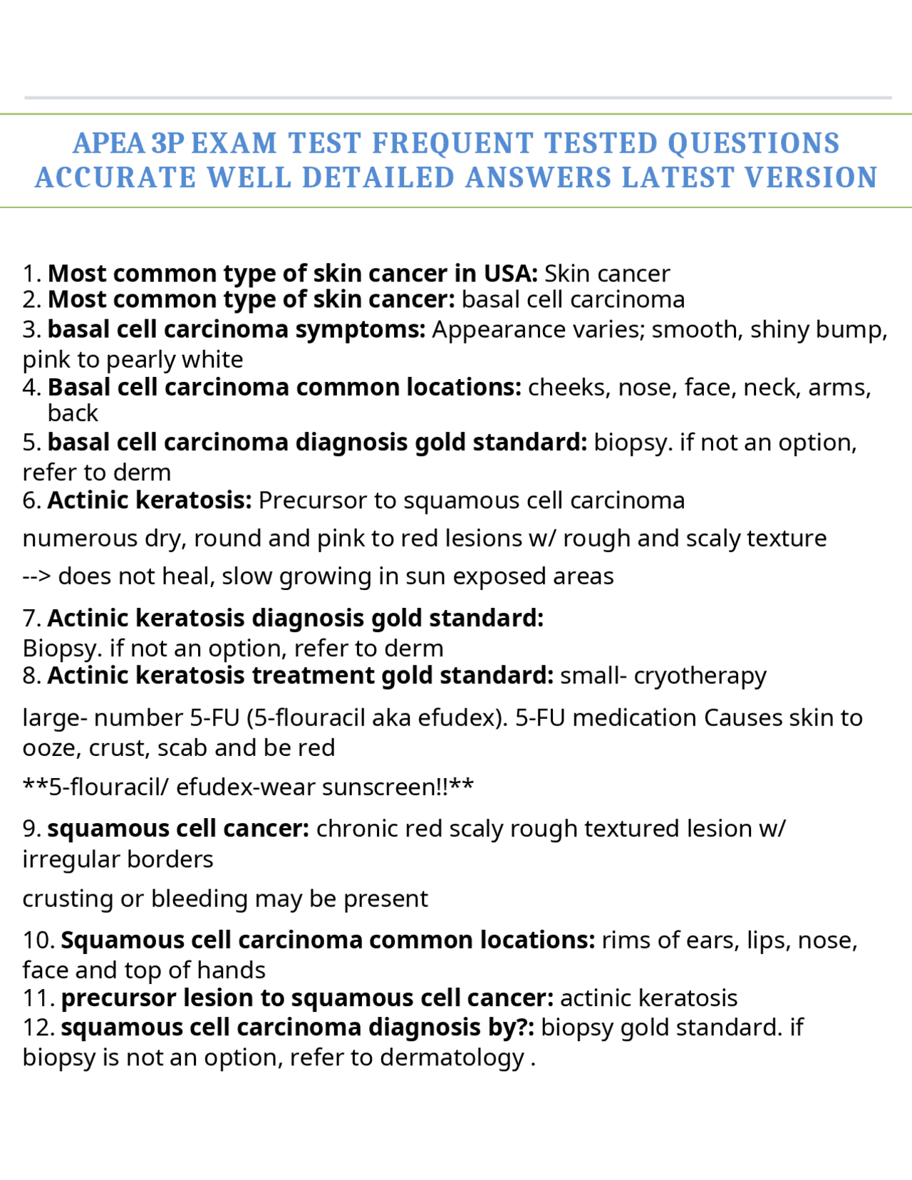 APEA 3P EXAM TEST FREQUENT TESTED QUESTIONS ACCURATE WELL DETAILED ...