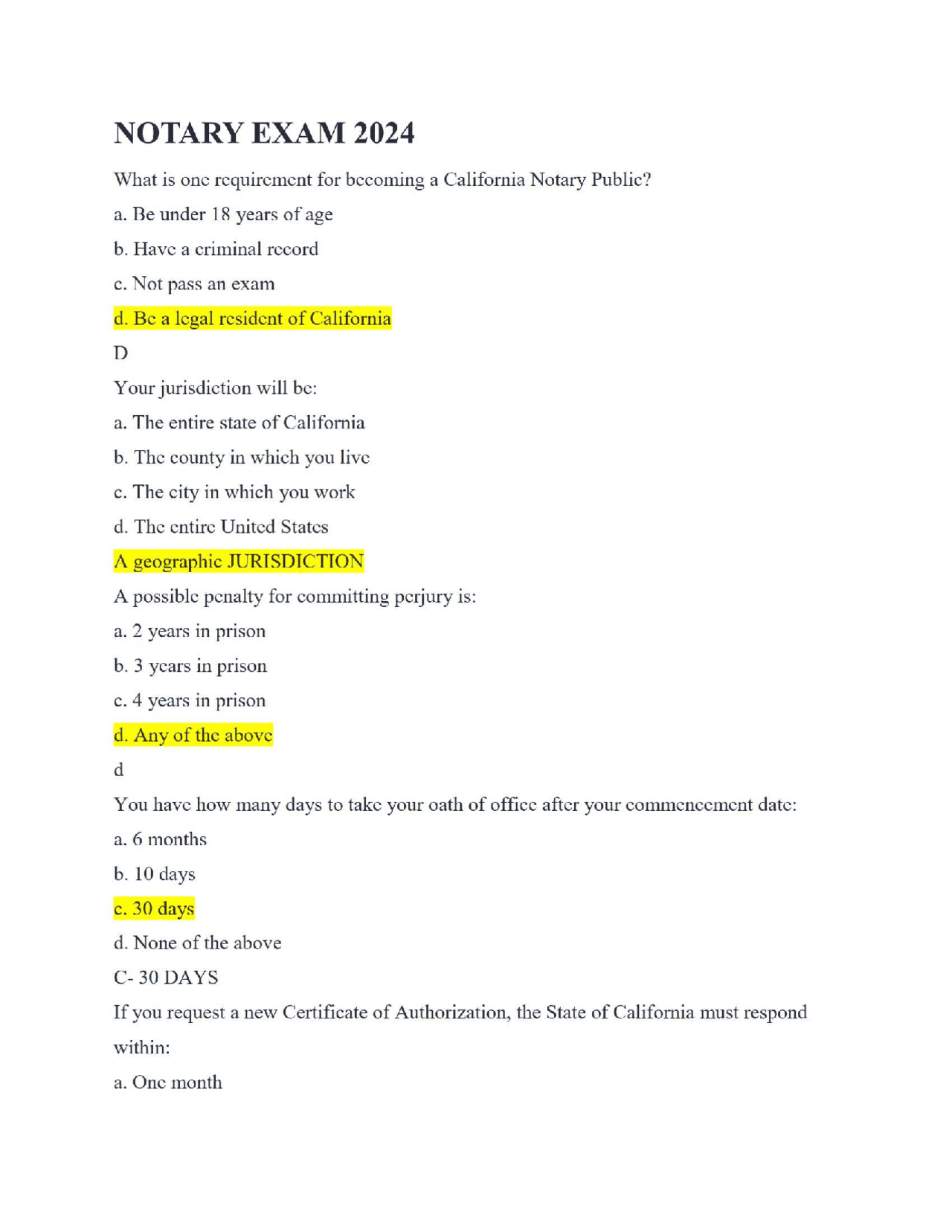 NOTARY EXAM 2024 Questions and Answers Complete solution | Exams Public ...