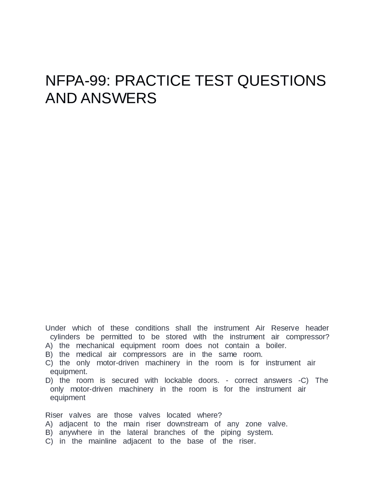 NFPA-99 Practice Test Questions and answers | Exams Advanced Education ...
