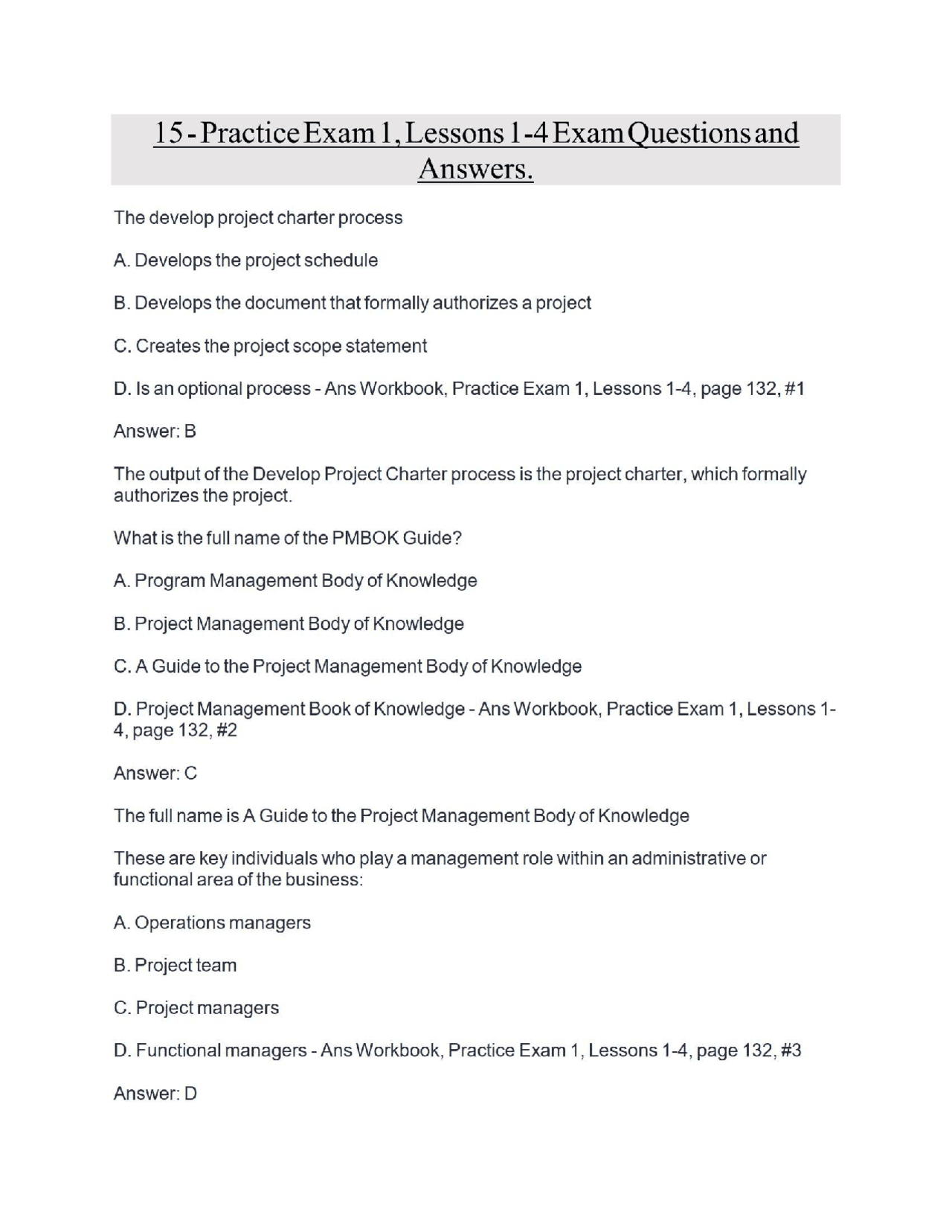 15 - Practice Exam 1, Lessons 1-4 Exam Questions and Answers. | Exams Algorithms and Programming ...