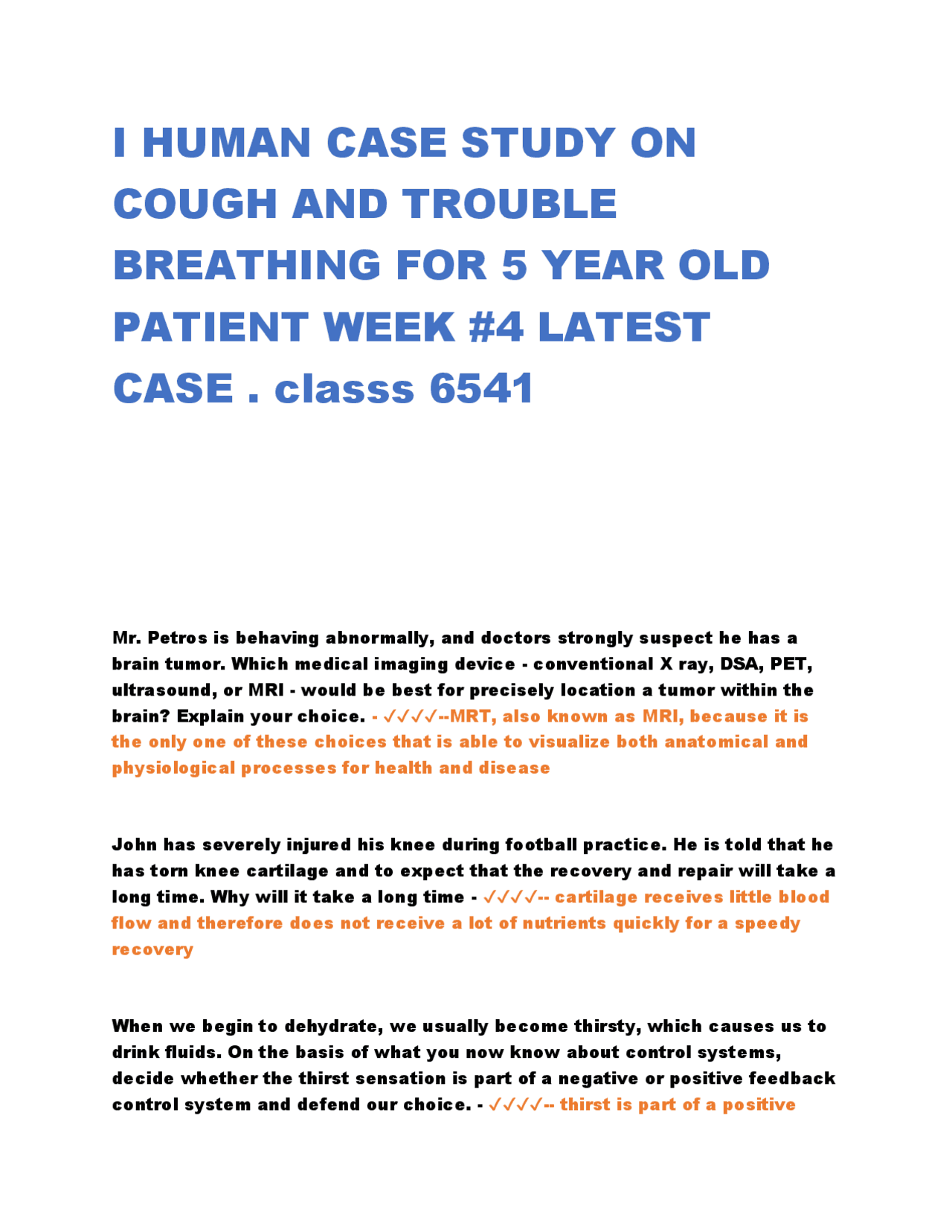 I HUMAN CASE STUDY ON COUGH AND TROUBLE BREATHING FOR 5 YEAR OLD ...