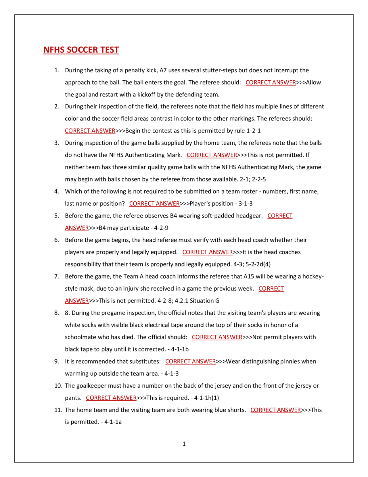 NFHS Soccer Test: Rules and Regulations for High School Soccer | Exams ...
