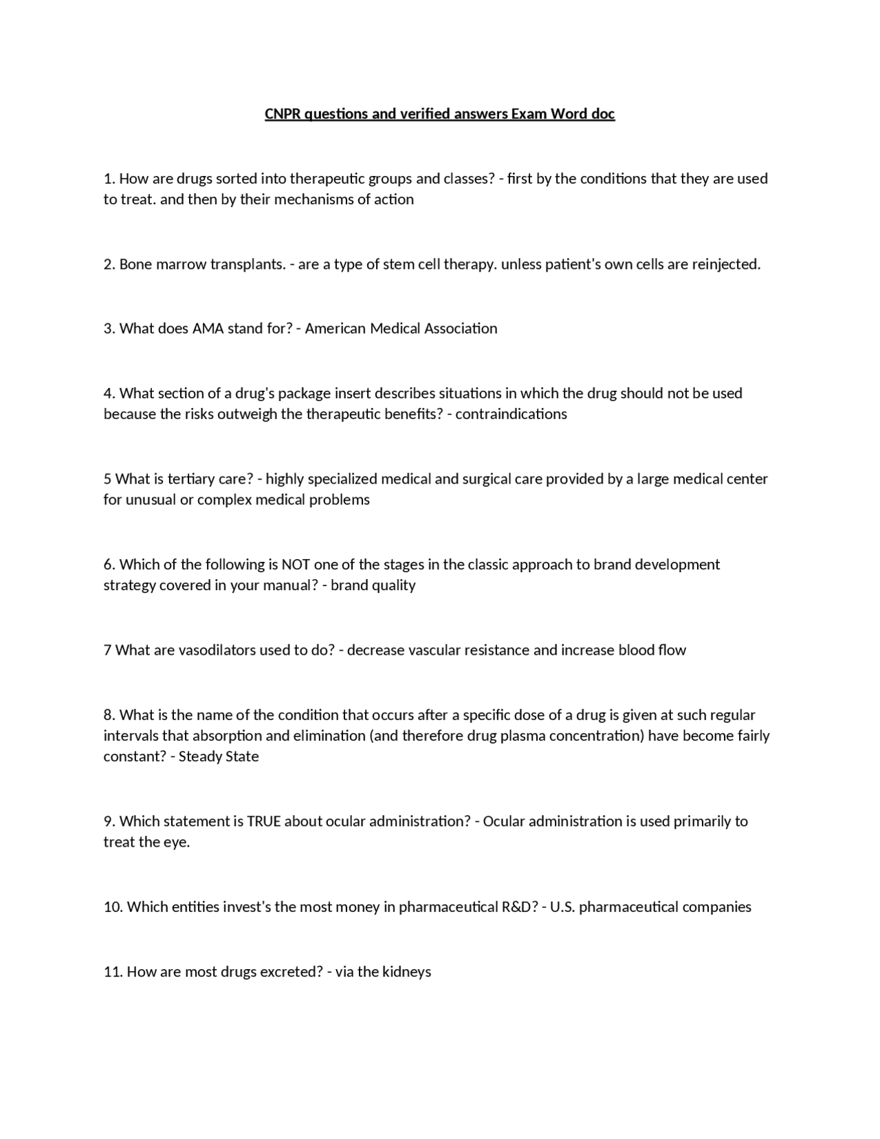 CNPR questions and verified answers Exam Word doc | Exams Advanced ...