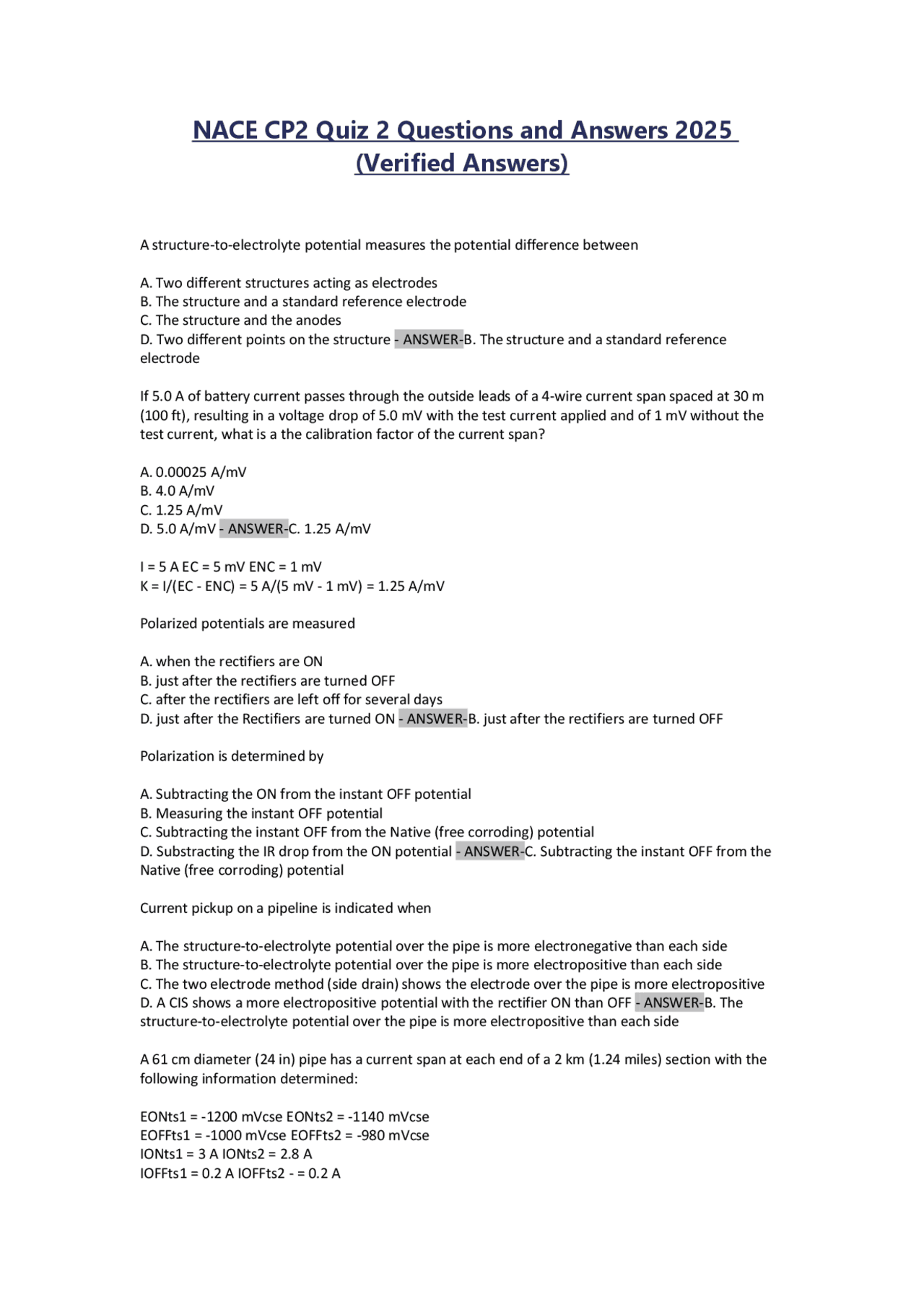 NACE CP2 Quiz 2 Questions and Answers 2025 (Verified Answers) | Exams ...