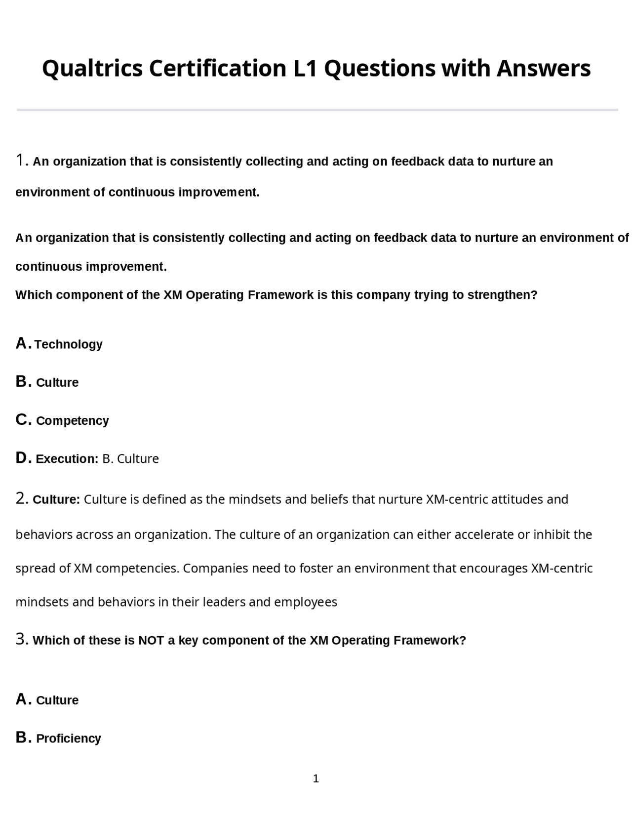 Qualtrics Certification L1 Questions with Answers | Exams Psychology | Docsity