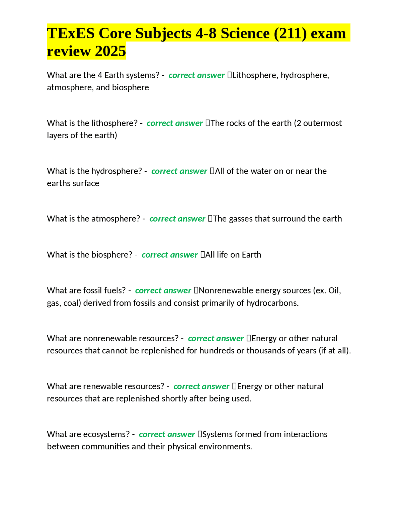 TExES Core Subjects 4-8 Science (211) exam review 2025 | Exams Nursing ...