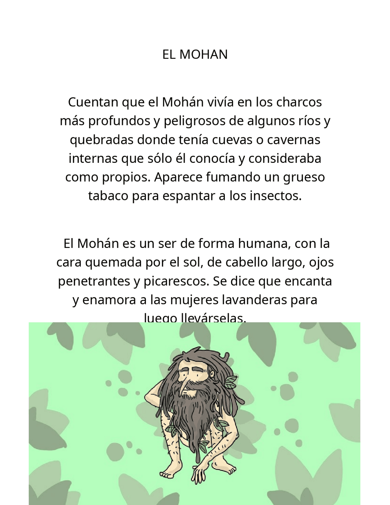 la leyenda el mohan y su historia | Summaries History | Docsity