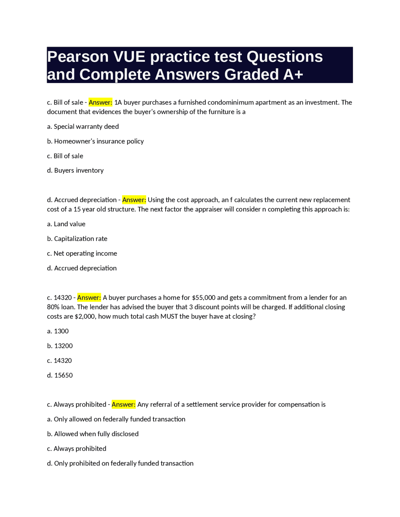 Pearson VUE practice test Questions and Complete Answers Graded A+ ...