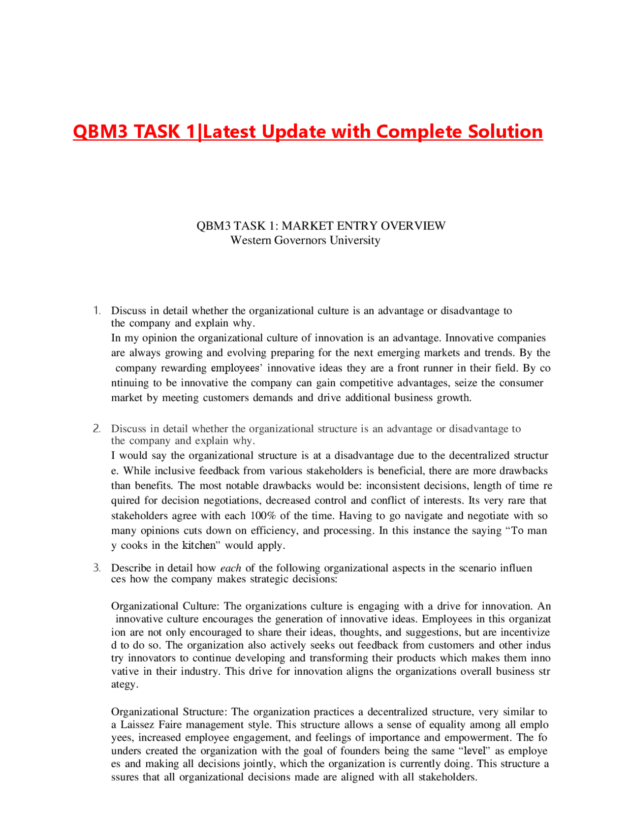 QBM3 TASK 1|Latest Update with Complete Solution | Exams Advanced ...