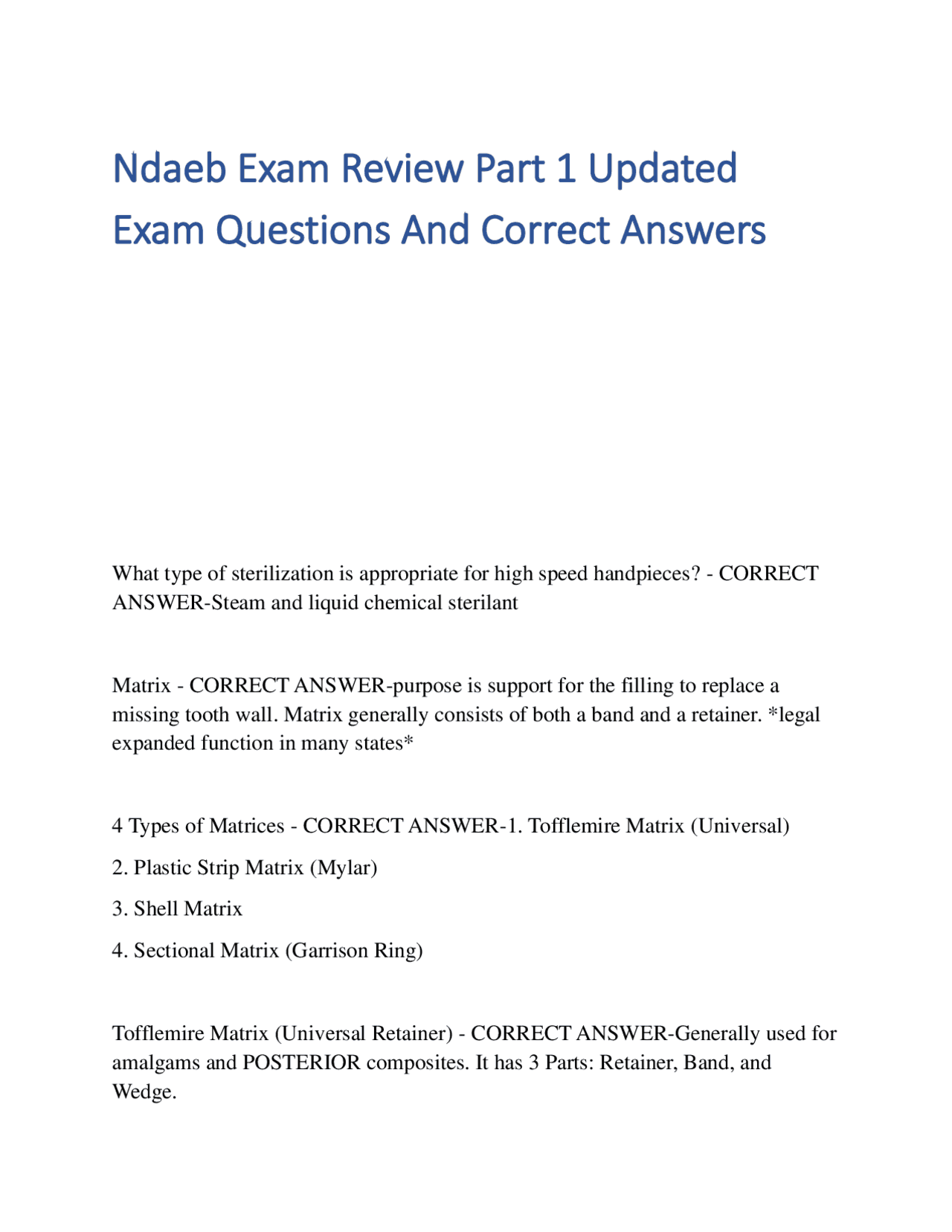 Ndaeb Exam Review Part 1 Updated Exam Questions And Correct Answers ...