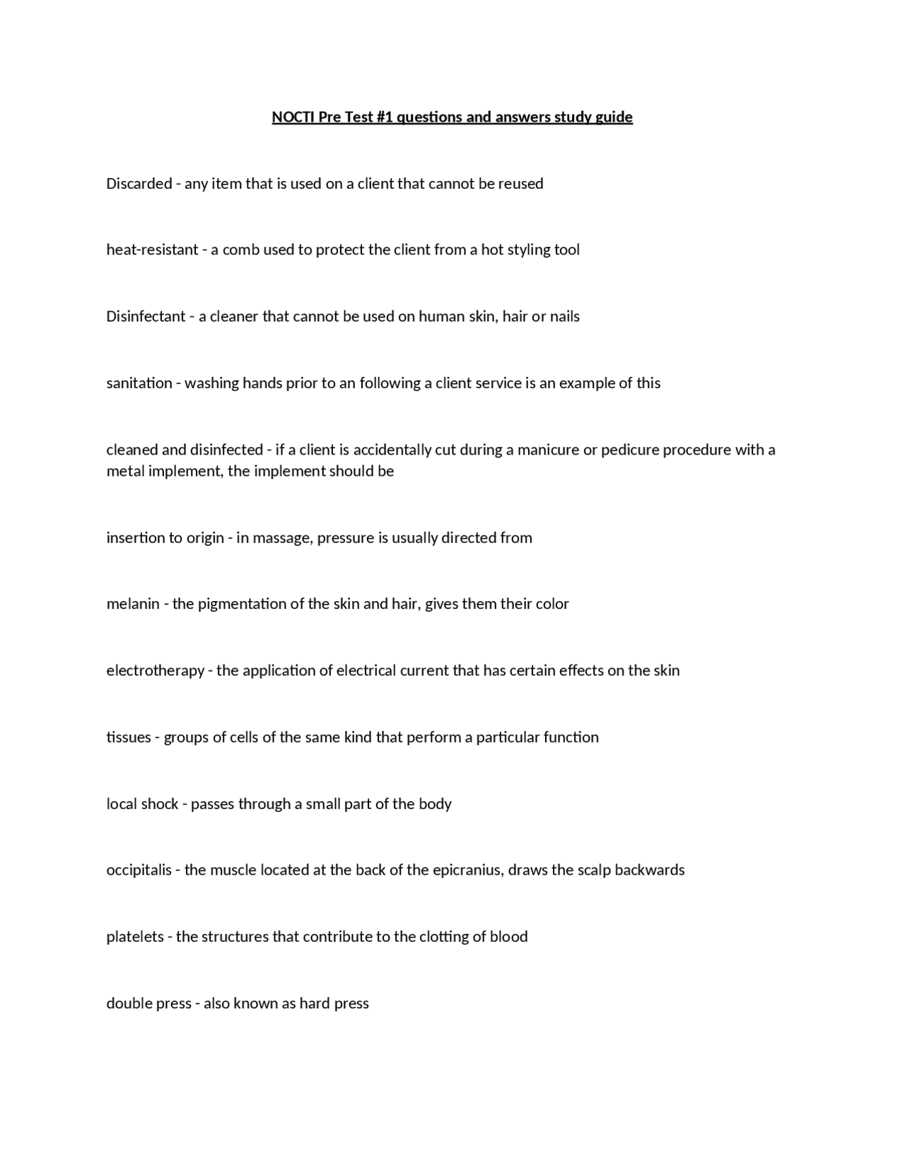 NOCTI Pre Test #1 questions and answers study guide | Exams Advanced ...