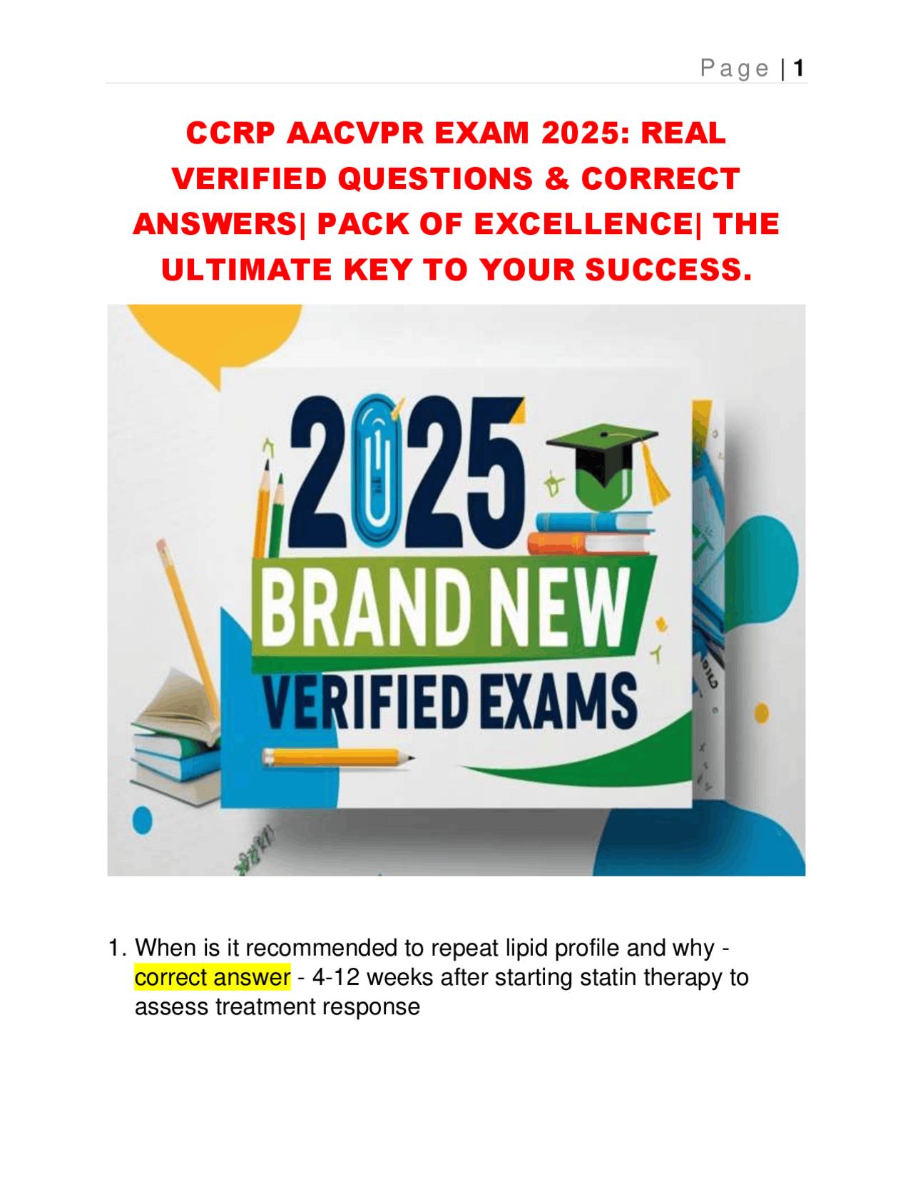 CCRP AACVPR EXAM 2025: REAL VERIFIED QUESTIONS & CORRECT ANSWERS| PACK ...