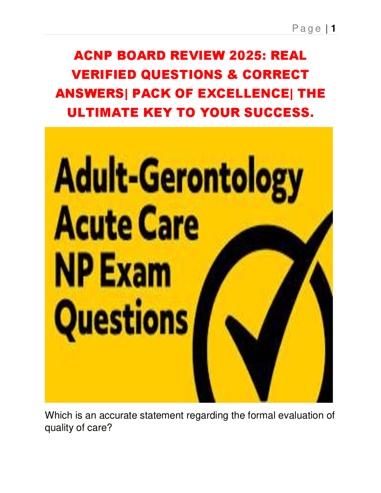 ACNP BOARD REVIEW 2025: REAL VERIFIED QUESTIONS & CORRECT ANSWERS| PACK ...