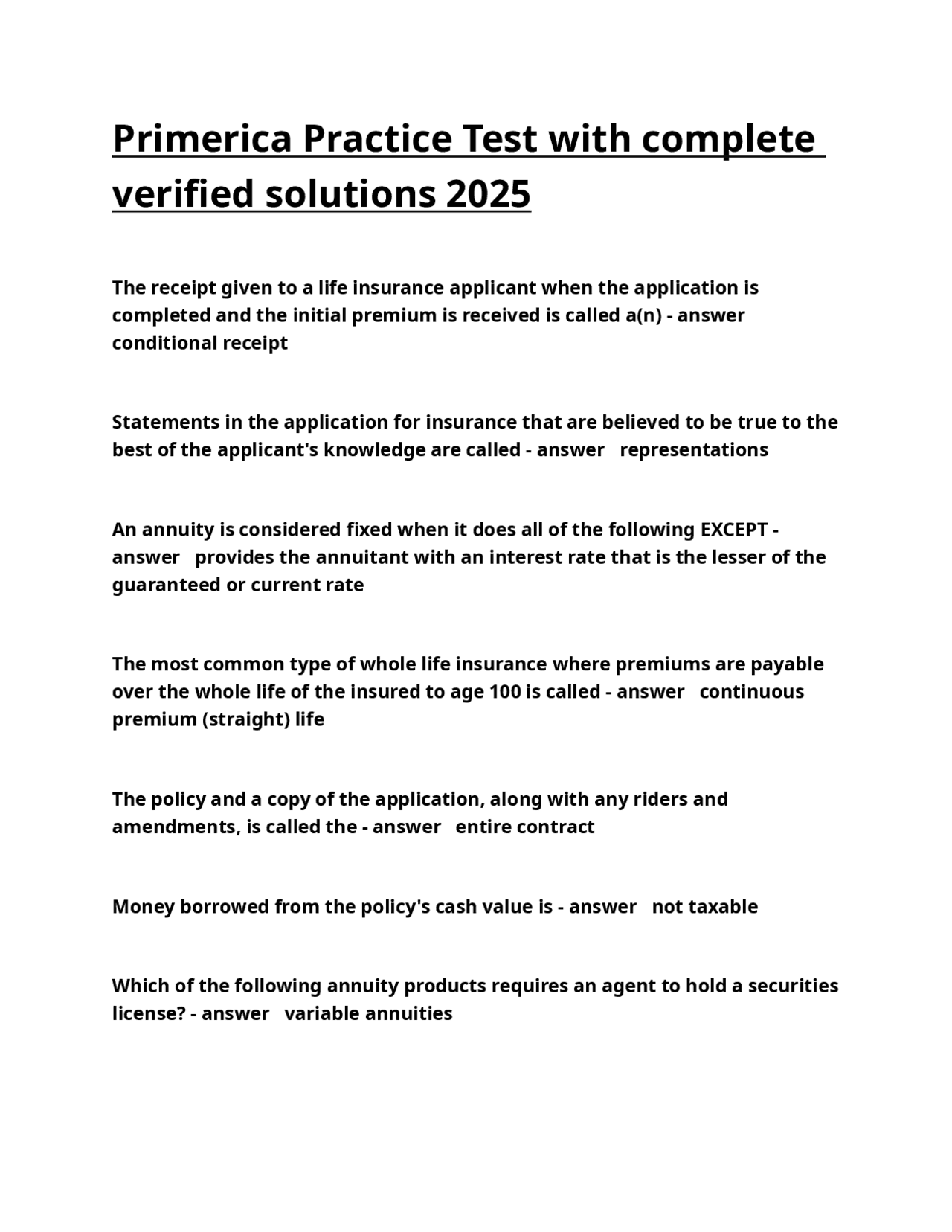 Primerica Practice Test with complete verified solutions 2025.docx ...