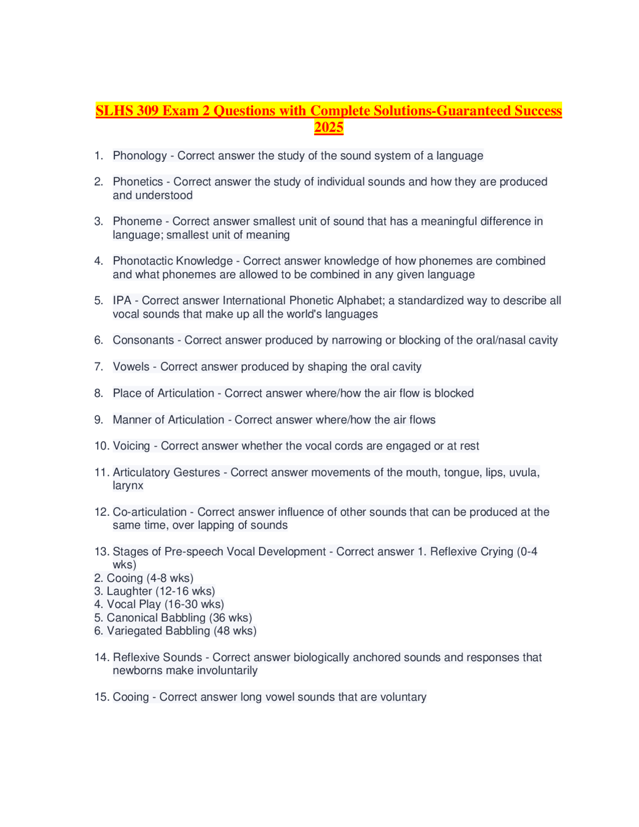 SLHS 309 Exam 2 Questions with Complete Solutions-Guaranteed Success ...